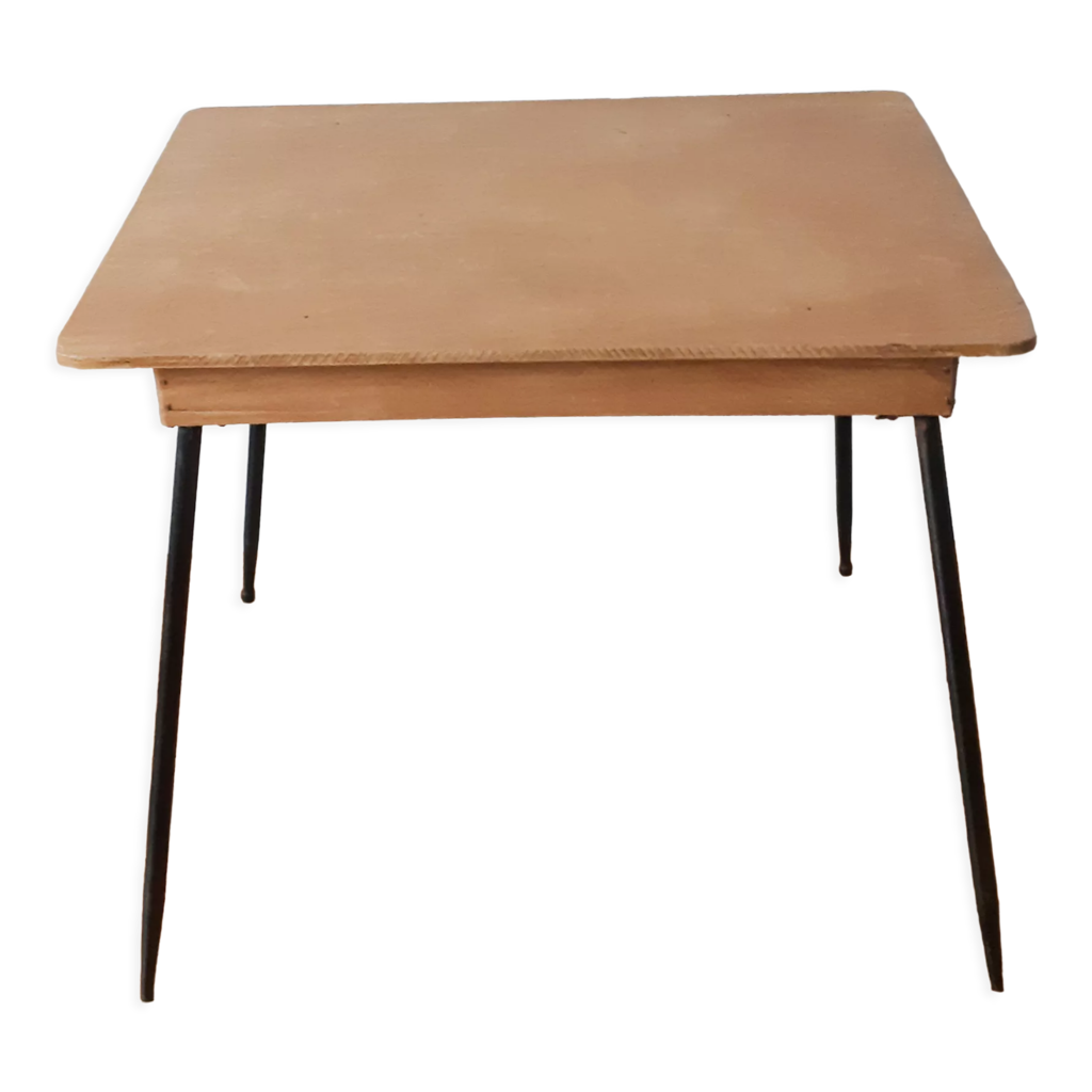 Bureau en bois vintage années 50 table enfant pieds compas | Selency