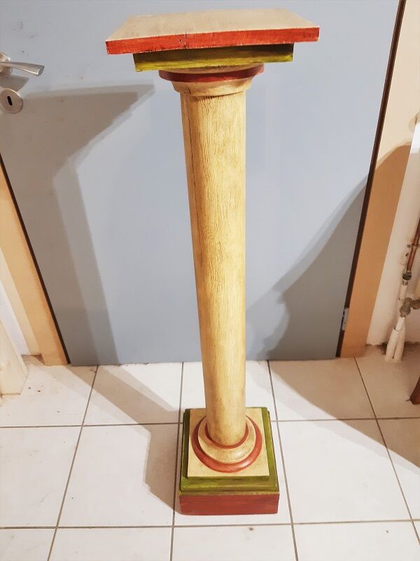 Colonne décorative en bois tourné peint | Selency