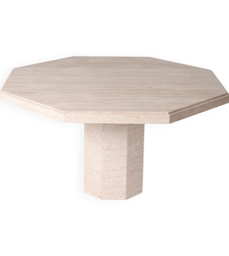 Table à manger hexagonale en travertin, 1970s | Selency