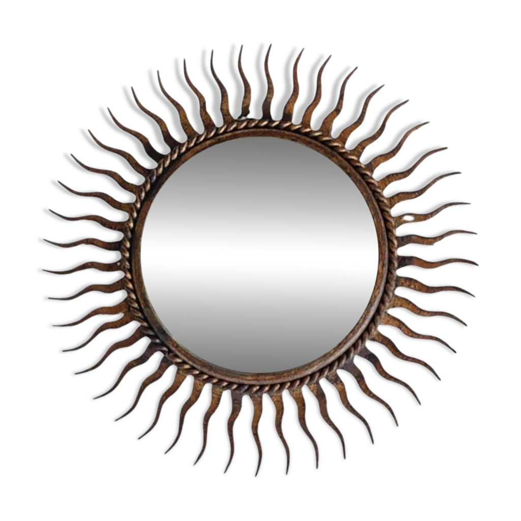 Authentique petit miroir soleil années 1960/70 | Selency