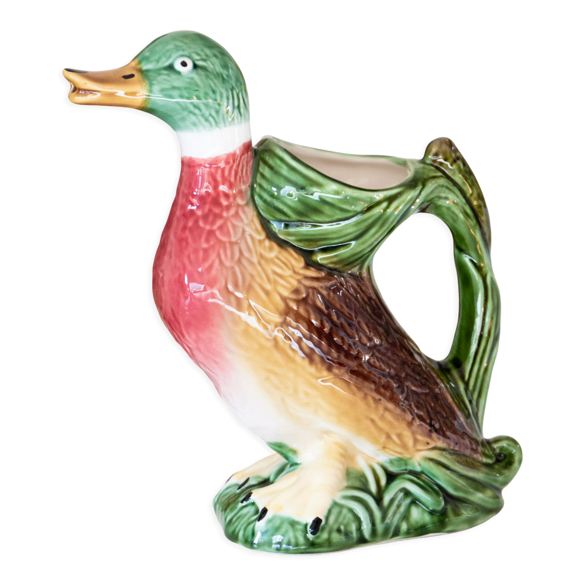 Pichet ancien en barbotine canard | Selency