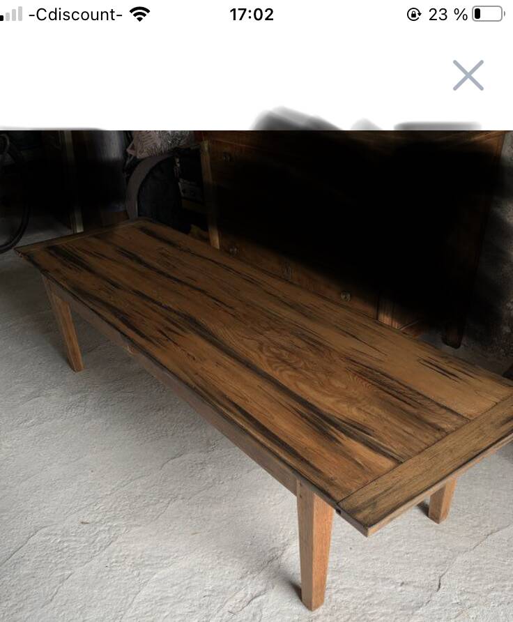 Very large old solid wood coffee table | Selency