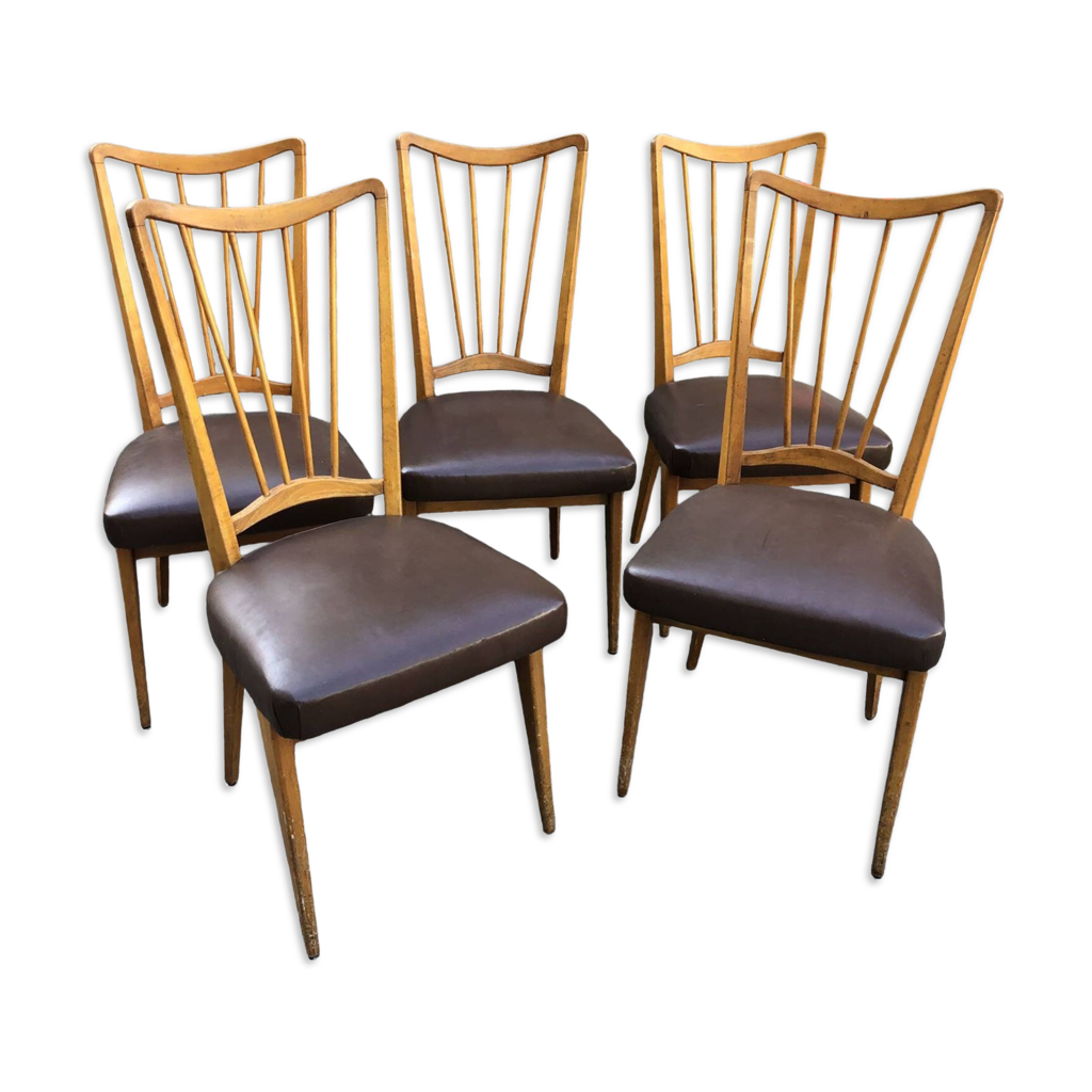 Série de cinq chaises vintages | Selency