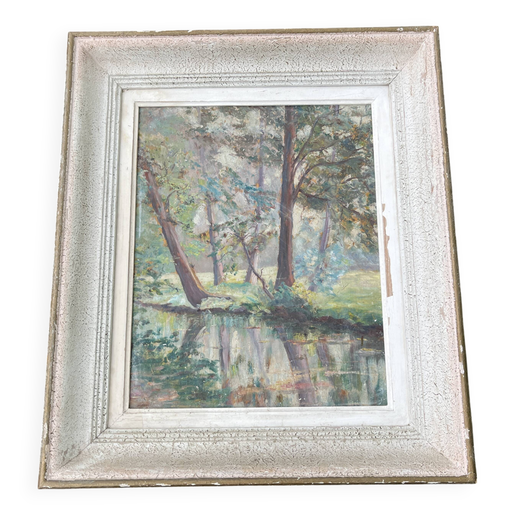 Rare Tableau ancien recto-verso – paysages à l’huile | Selency