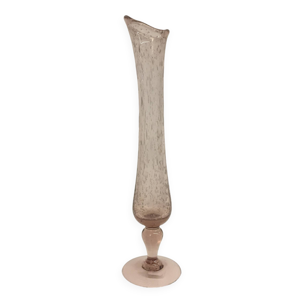 Soliflore en verre soufflé bullé rose | Selency