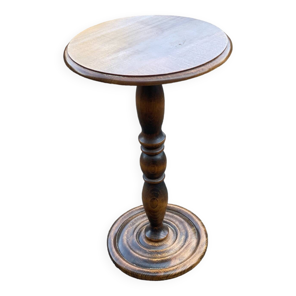 Sellette, table d’appoint ronde en bois massif, 1960 | Selency