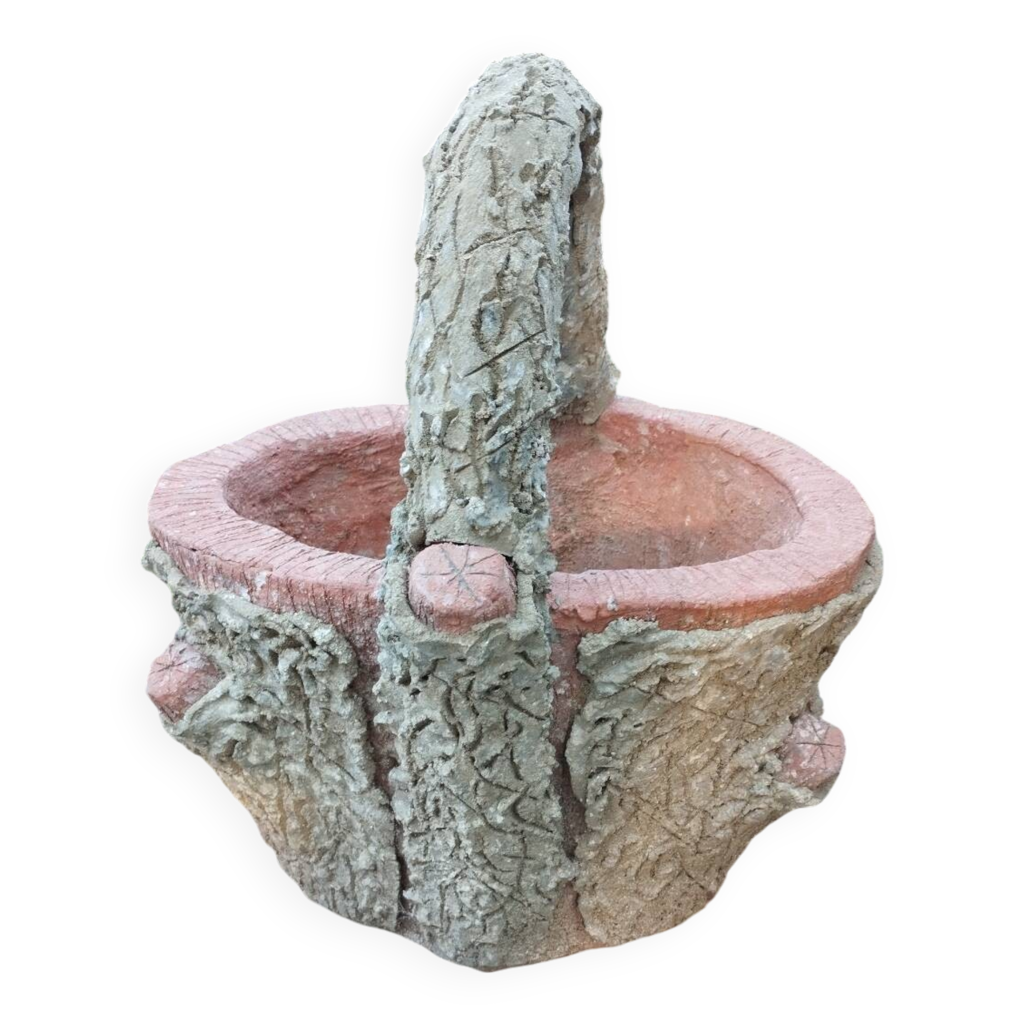 Jardinière Médicis en pierre décor tronc d'arbre | Selency