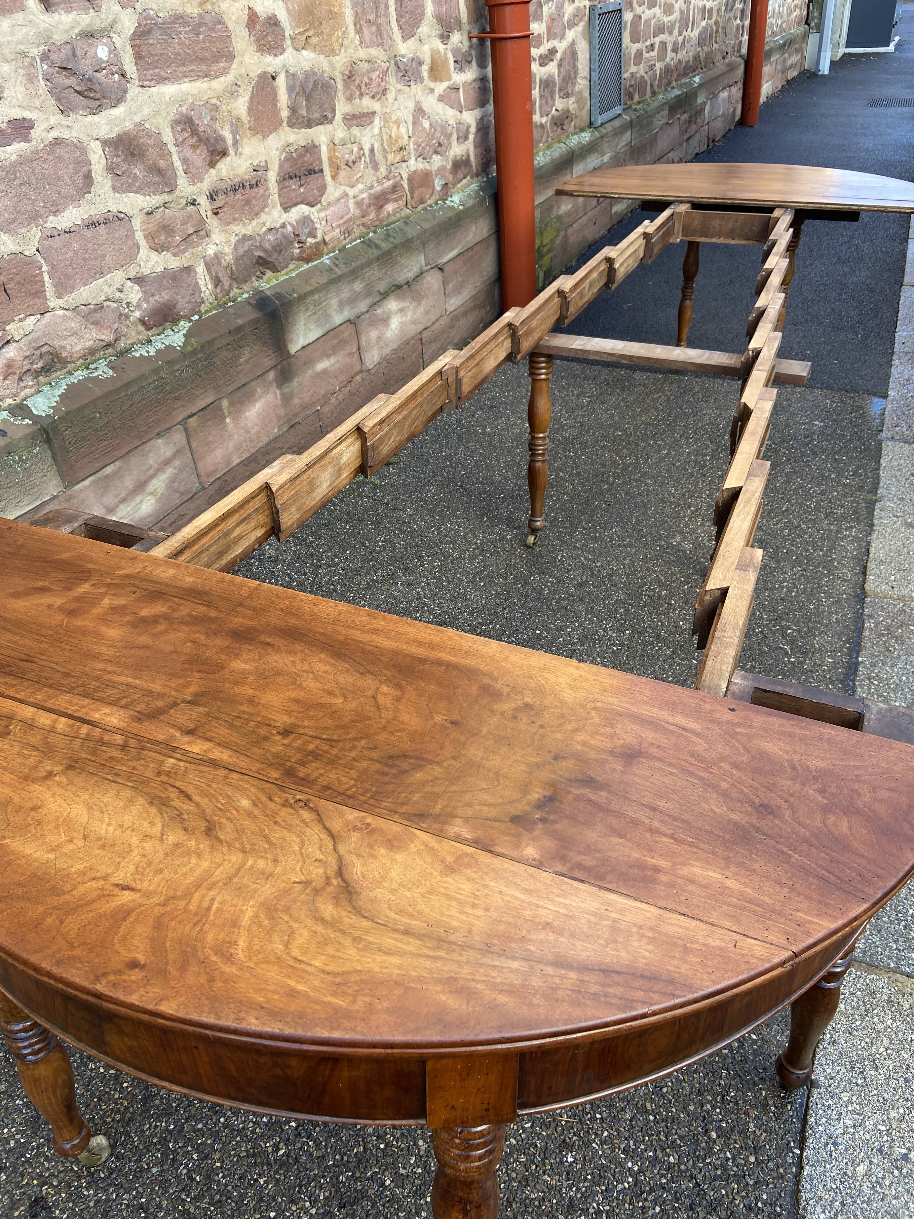 Table demi lune extensible 4 mètres salle à manger Louis Philippe | Selency