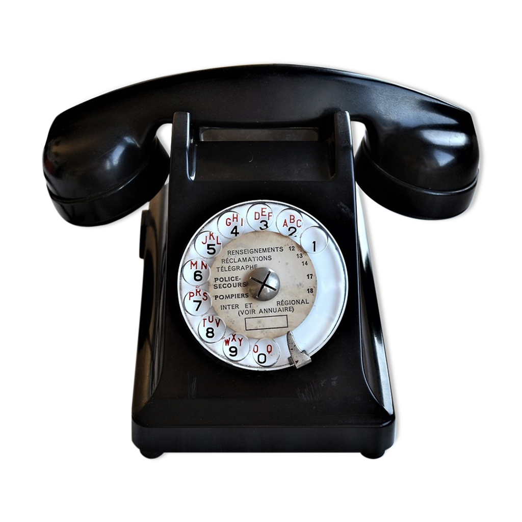 Téléphone ptt à cadran en bakélite avec écouteur vintage 1960s | Selency