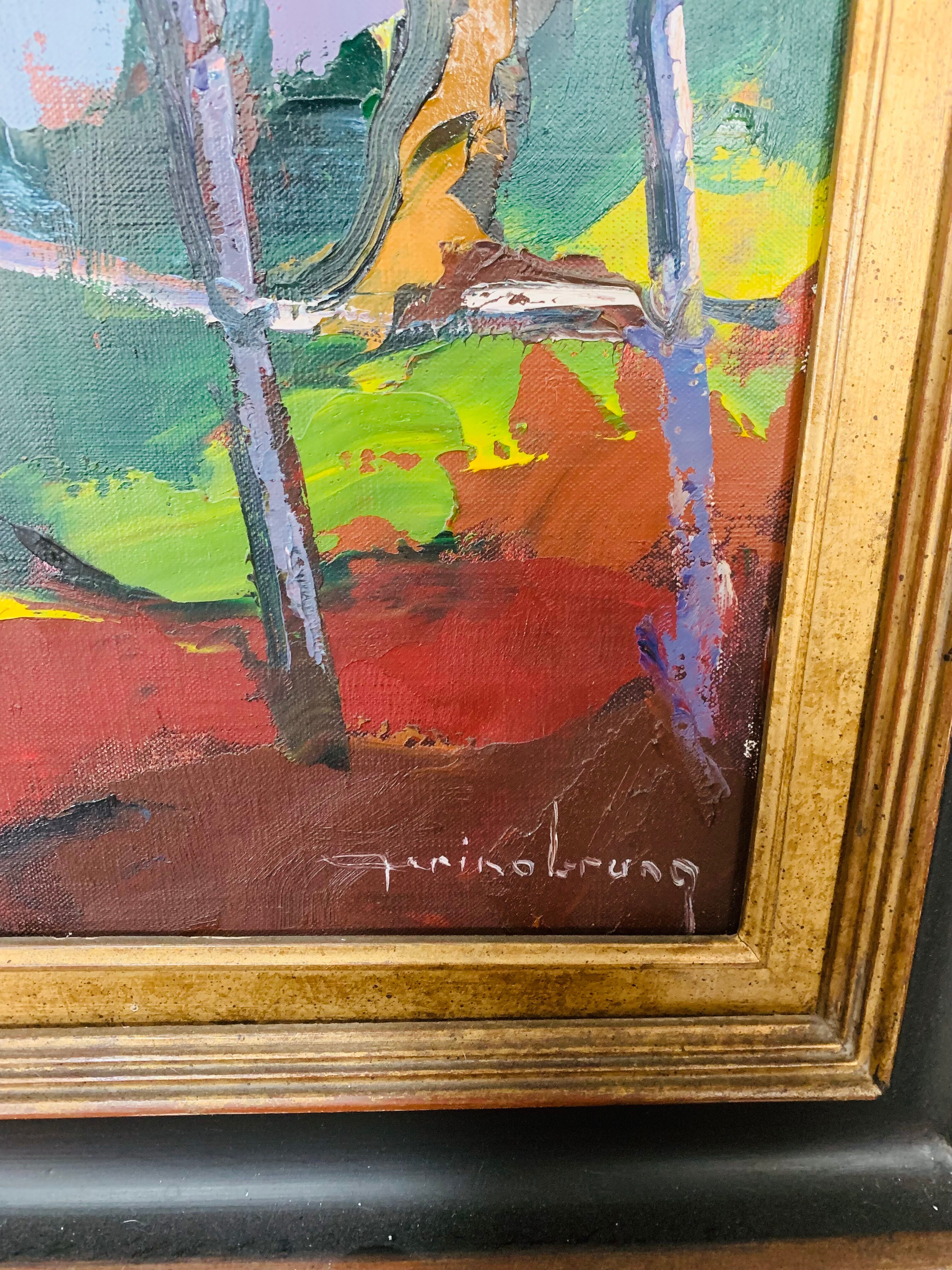 Tableau huile sur toile Bruno Perino né en 1925 pommiers en fleurs ...