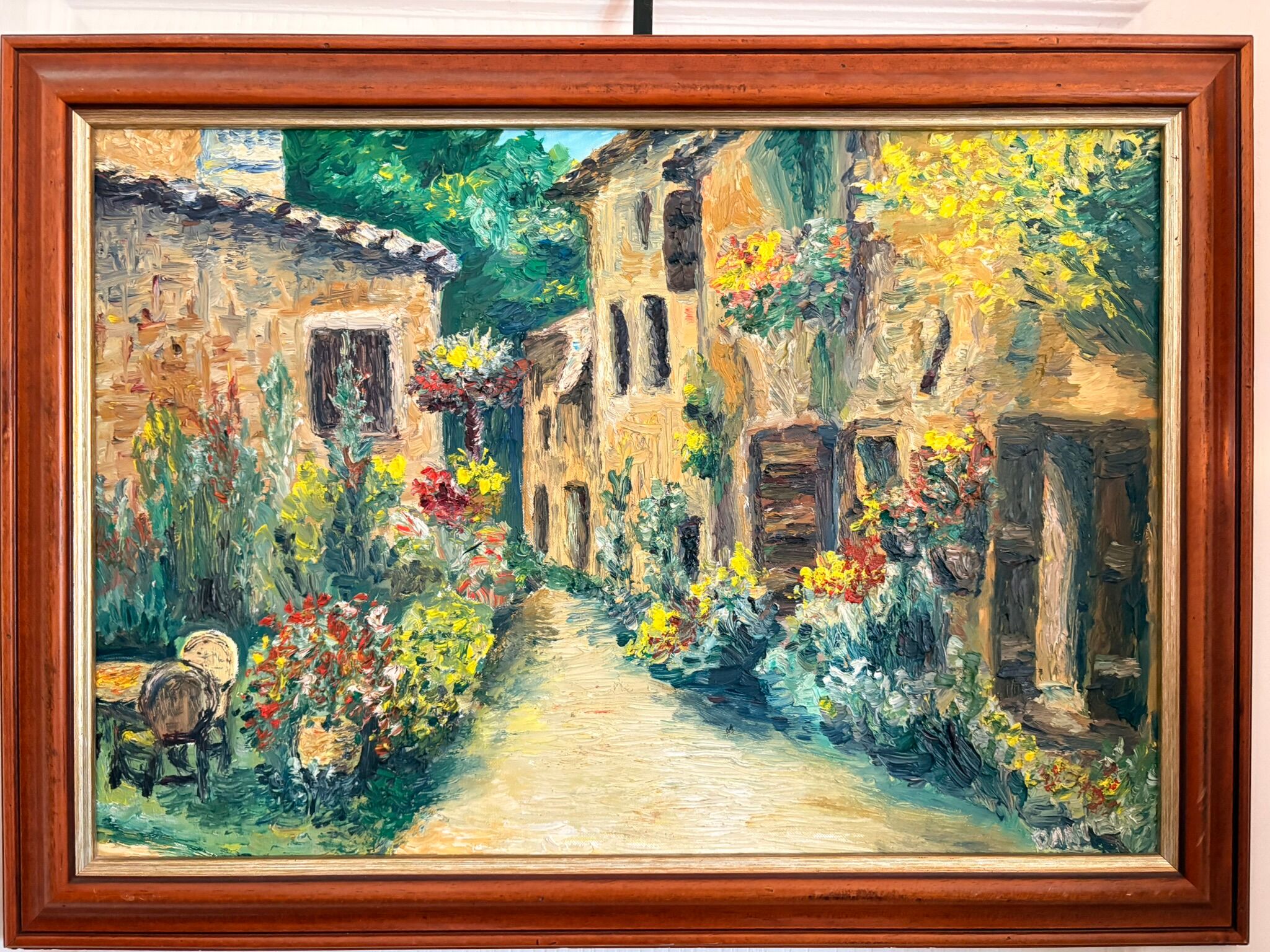 Tableau Peinture Huile Expressionniste Maison Village Fleurs Campe Sud ...