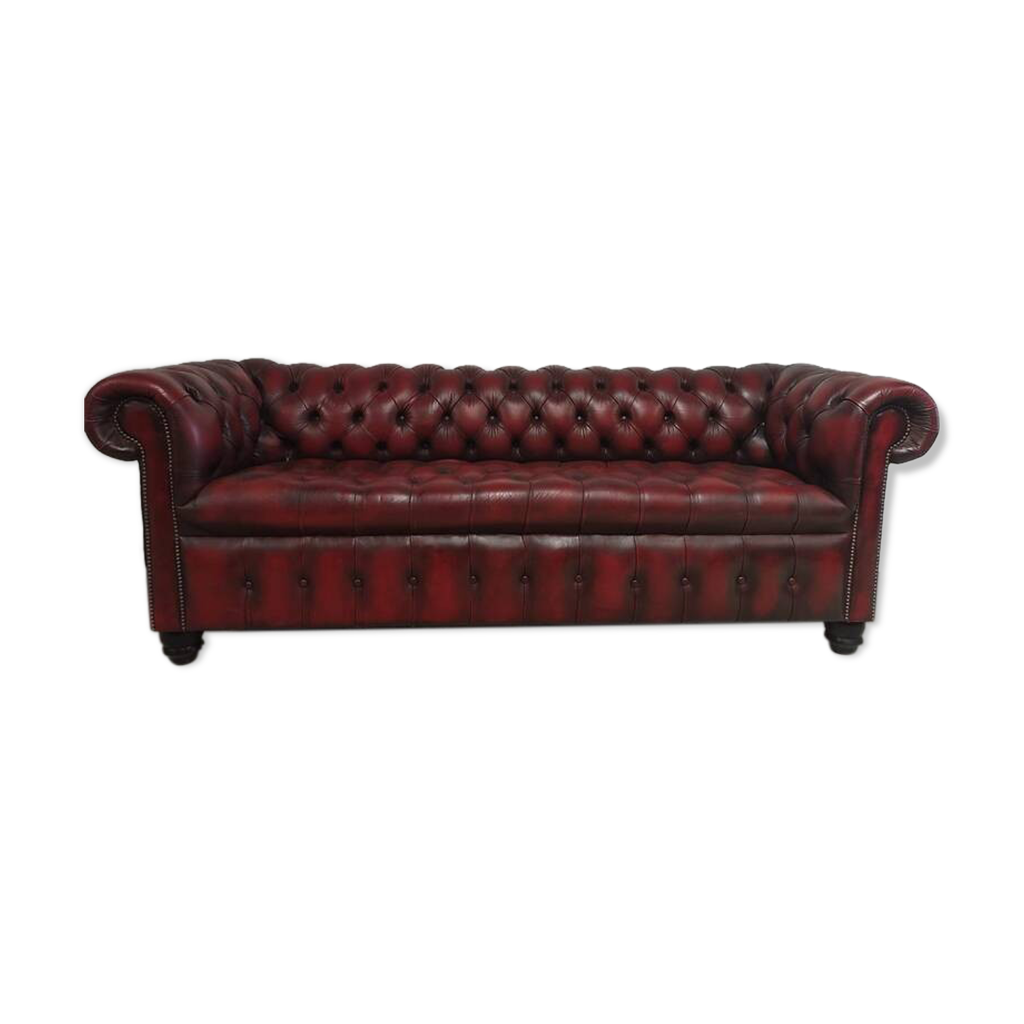 Banquette chesterfield cuir bordeaux | Selency