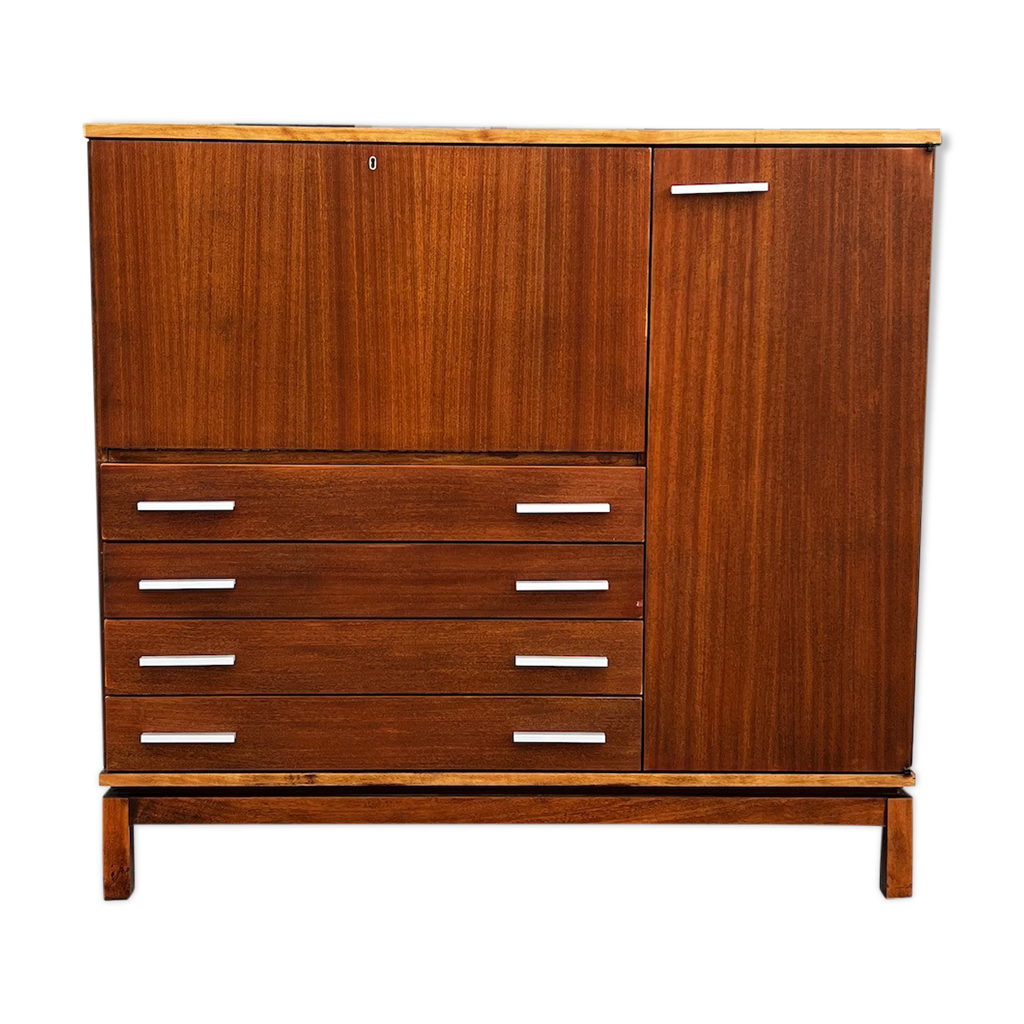 Meuble de rangement avec bureau Marcel Gascoin pour Alvéole 1950 | Selency