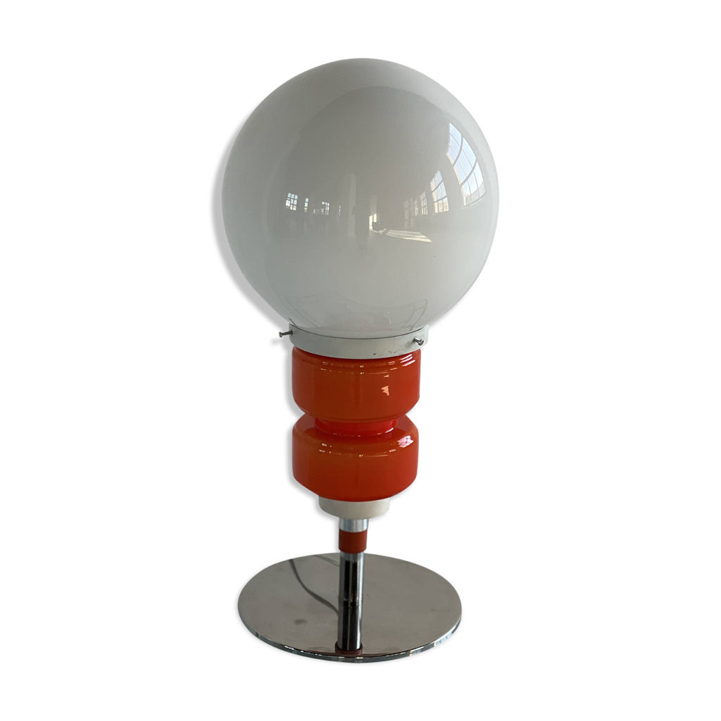 Lampe italien orange et métal, Italie, années 1970 | Selency