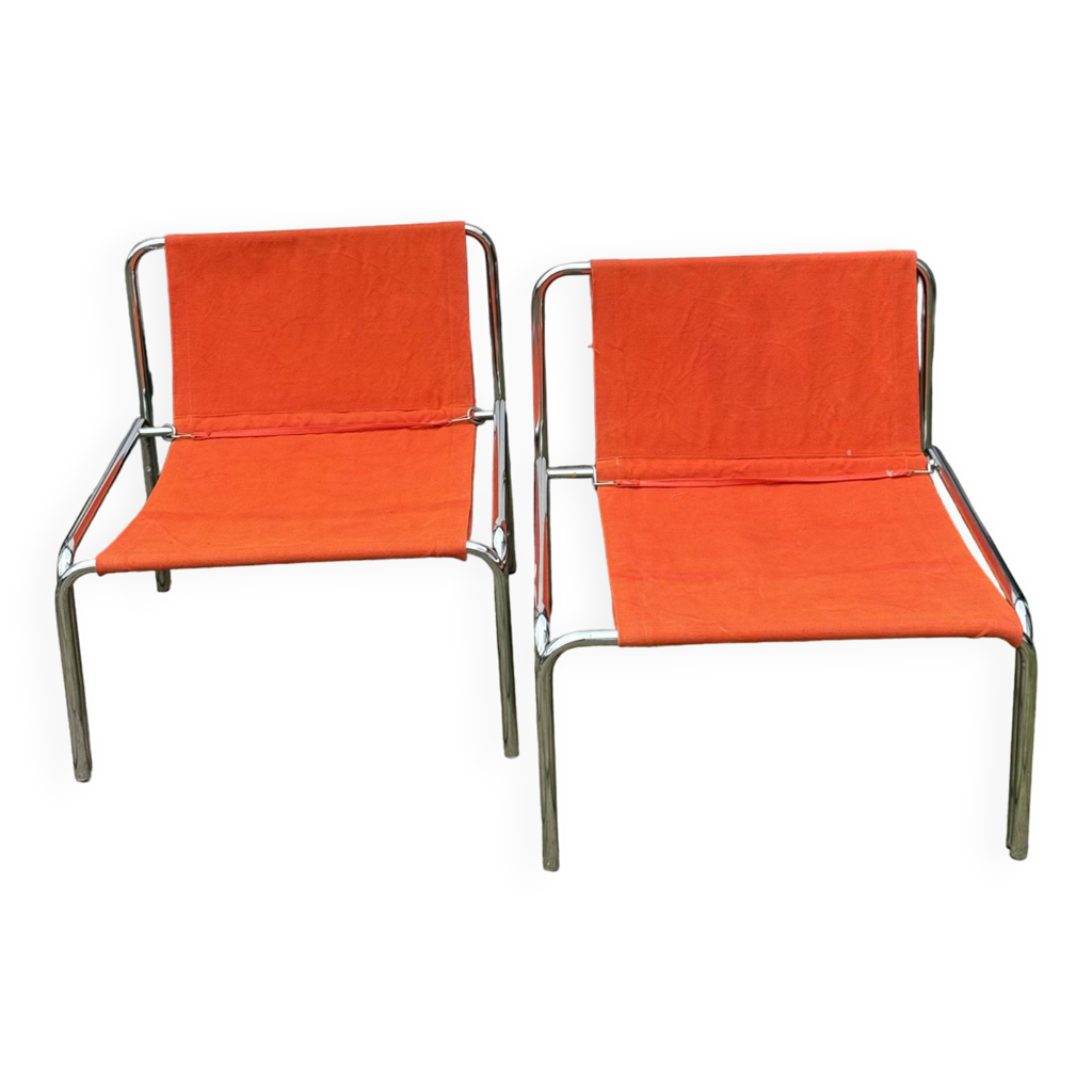 Paire de chaises Wim Ypma pour Riemersma à structure tubulaire | Selency