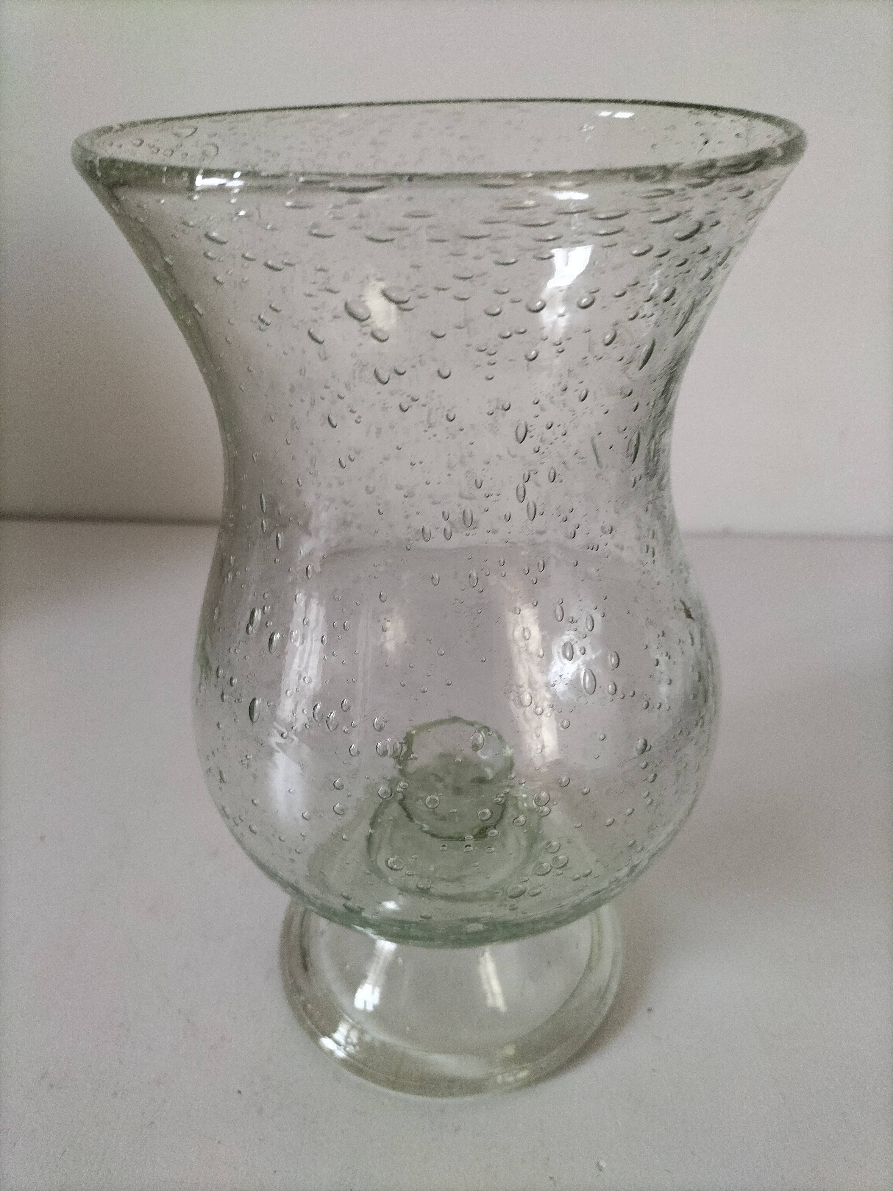 Photophore en verre bullé soufflé, forme balustre – esprit atelier ...