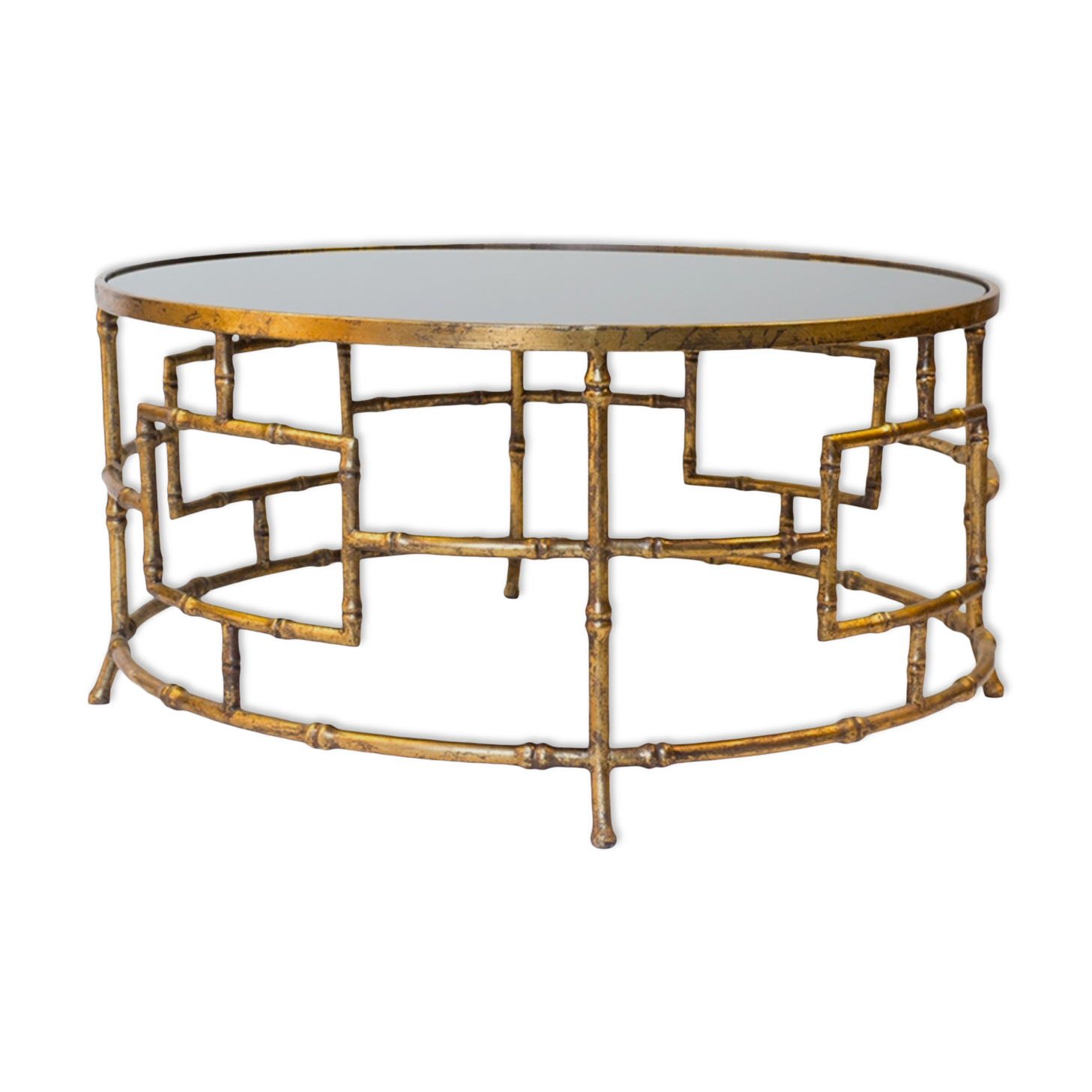 Table basse ronde bambou doré | Selency