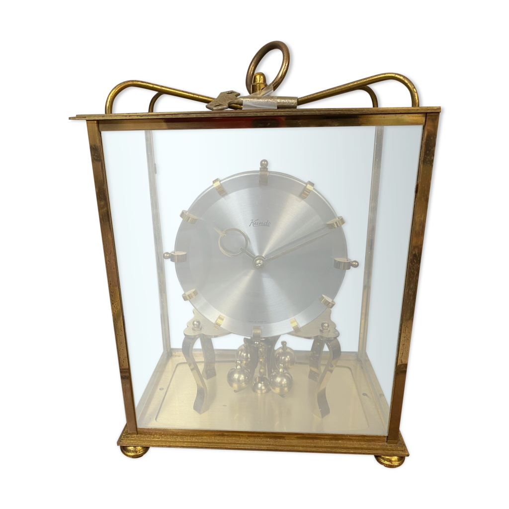 Pendule kundo mécanique années 50 style art déco avec cage en verre et ...