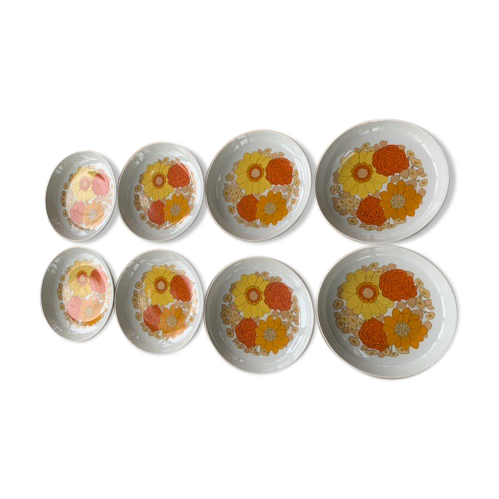 8 assiettes creuses en porcelaine pillivuyt france décor dépose vintage ...