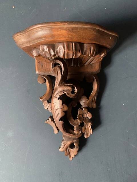 Petite console murale ancienne en bois sculpté, XIXème | Selency