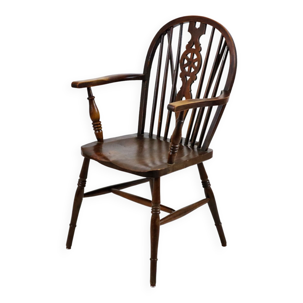English Windsor Wheel Back Chair Rural Antique Beech Elm Wood 1840 ...