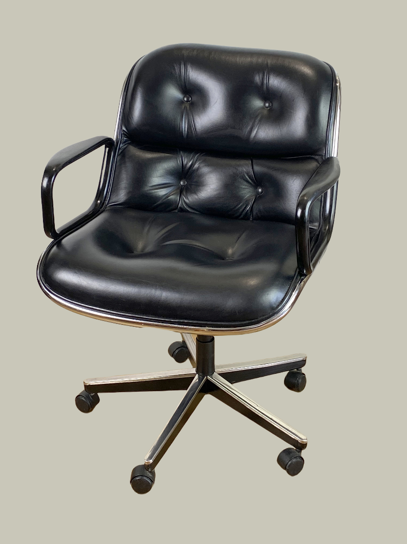 Charles Pollock's black leather office chair for Knoll from the 70s ...
