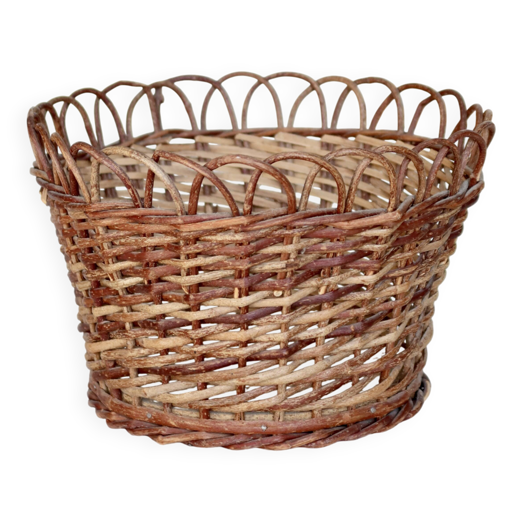 Grand cache-pot vintage en rotin tressé | Selency