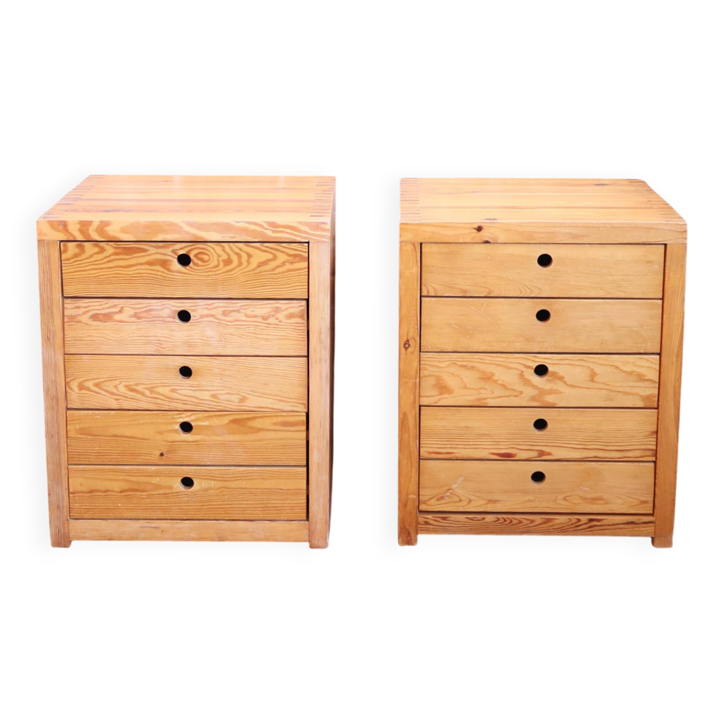 Deux commodes par Ate van Apeldoorn, années 1970 en pin massif | Selency