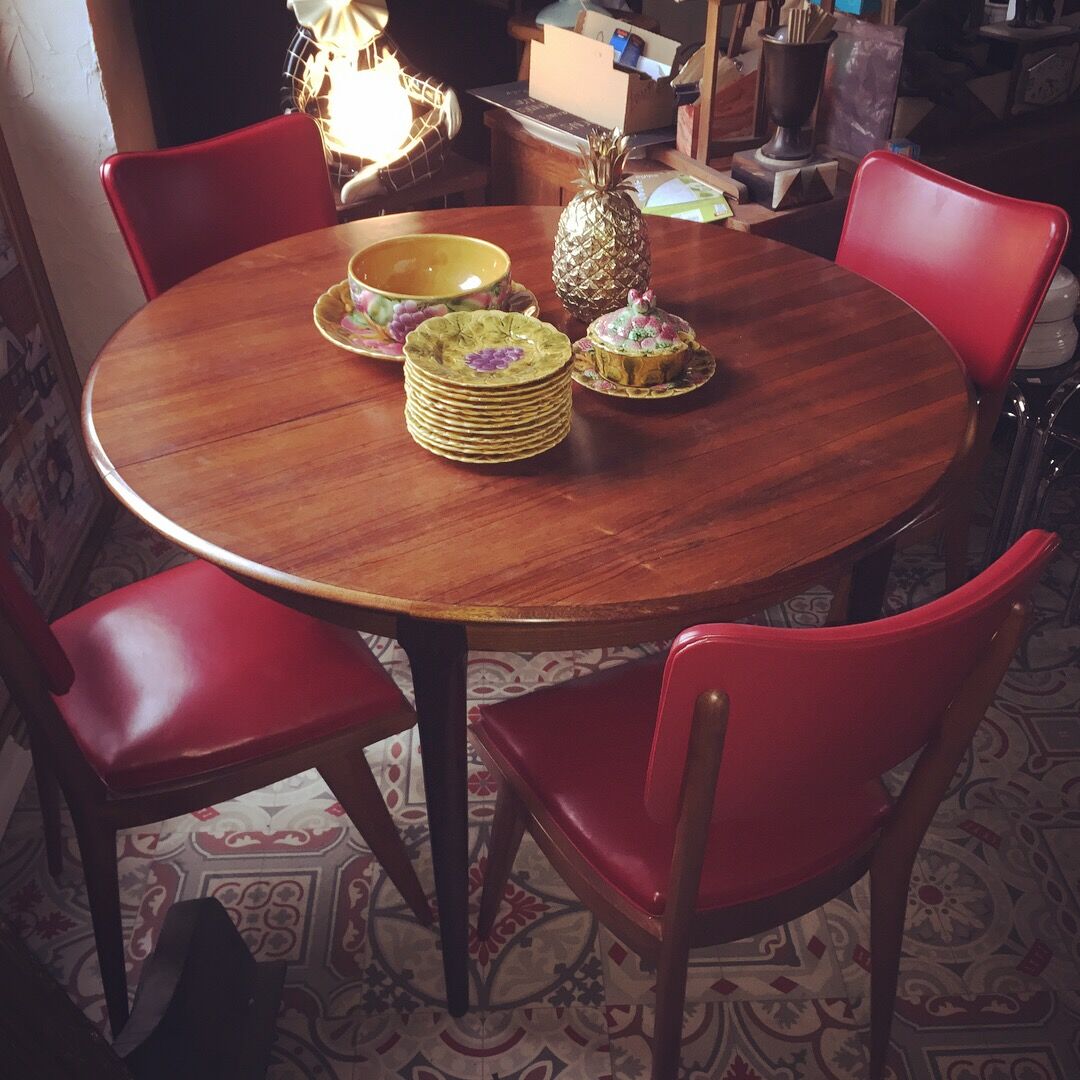 Table ronde scandinave avec rallonge | Selency