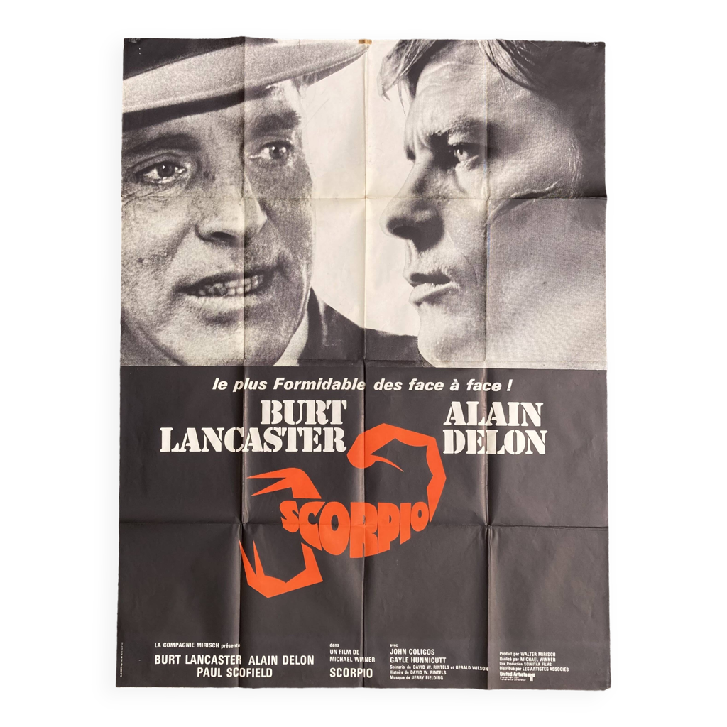 Affiche de cinéma originale Scorpio avec Alain Delon et Burt Lancaster ...