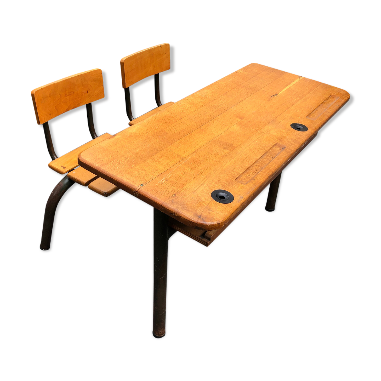 Pupitre écolier avec encrier d'époque | Selency