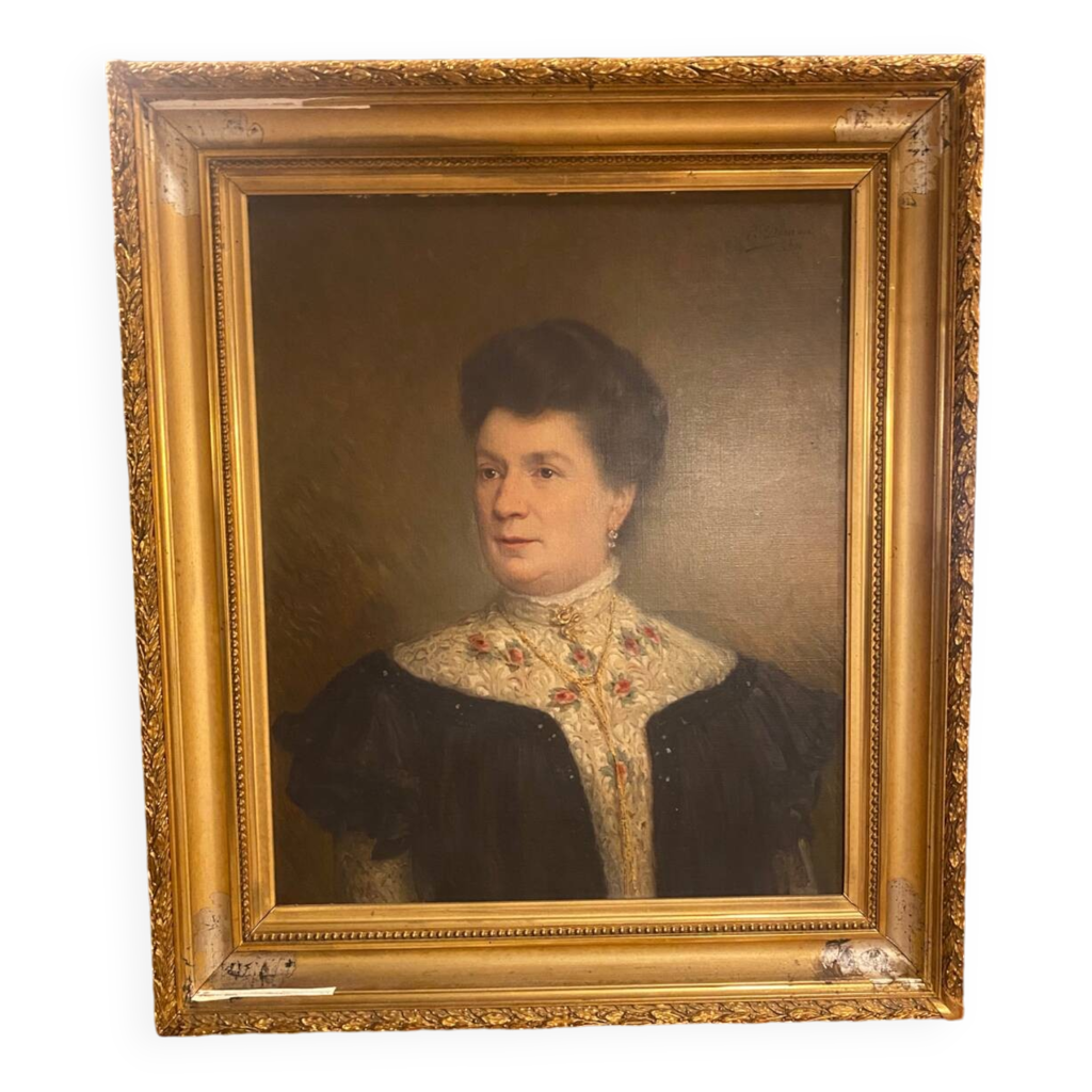 Portrait de femme huile sur toile signée | Selency