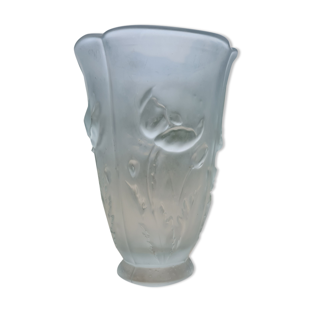 Vase Barolac tchèque moulé par Joseph Inwald en verre satin des années ...