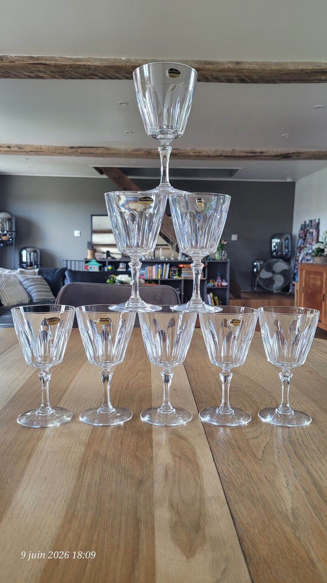 8 verres à pied en cristal d'Arcques | Selency
