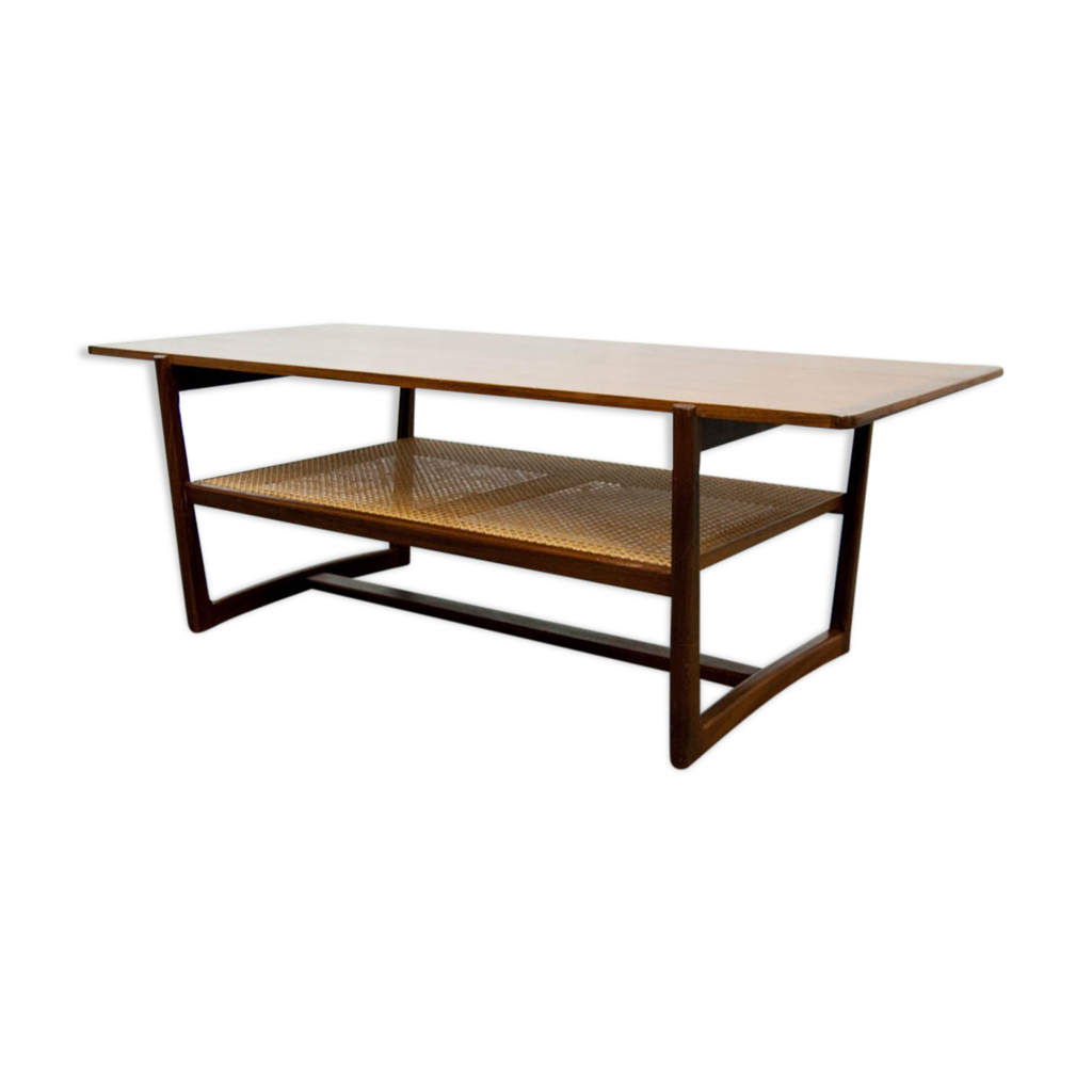 Table basse teck & cannage | Selency