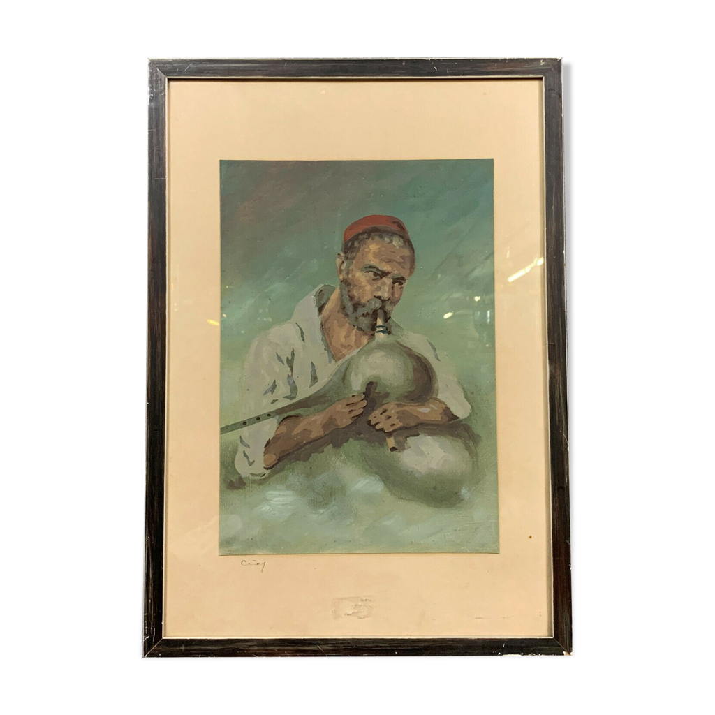 Figuration d'un musicien École orientaliste du XXeme siècle vers 1940 ...