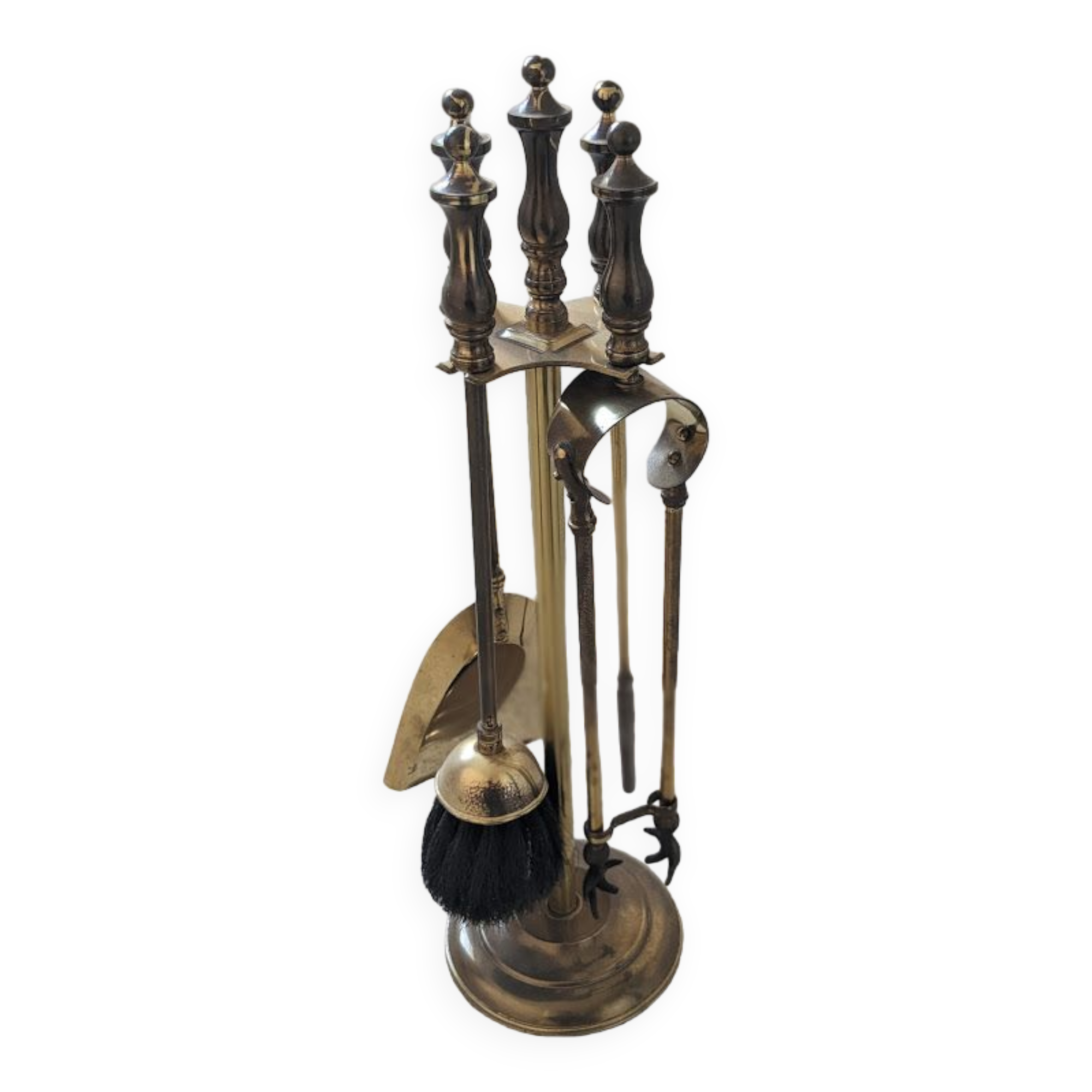 Tisonnier ensemble pour cheminée poli laiton or | Selency