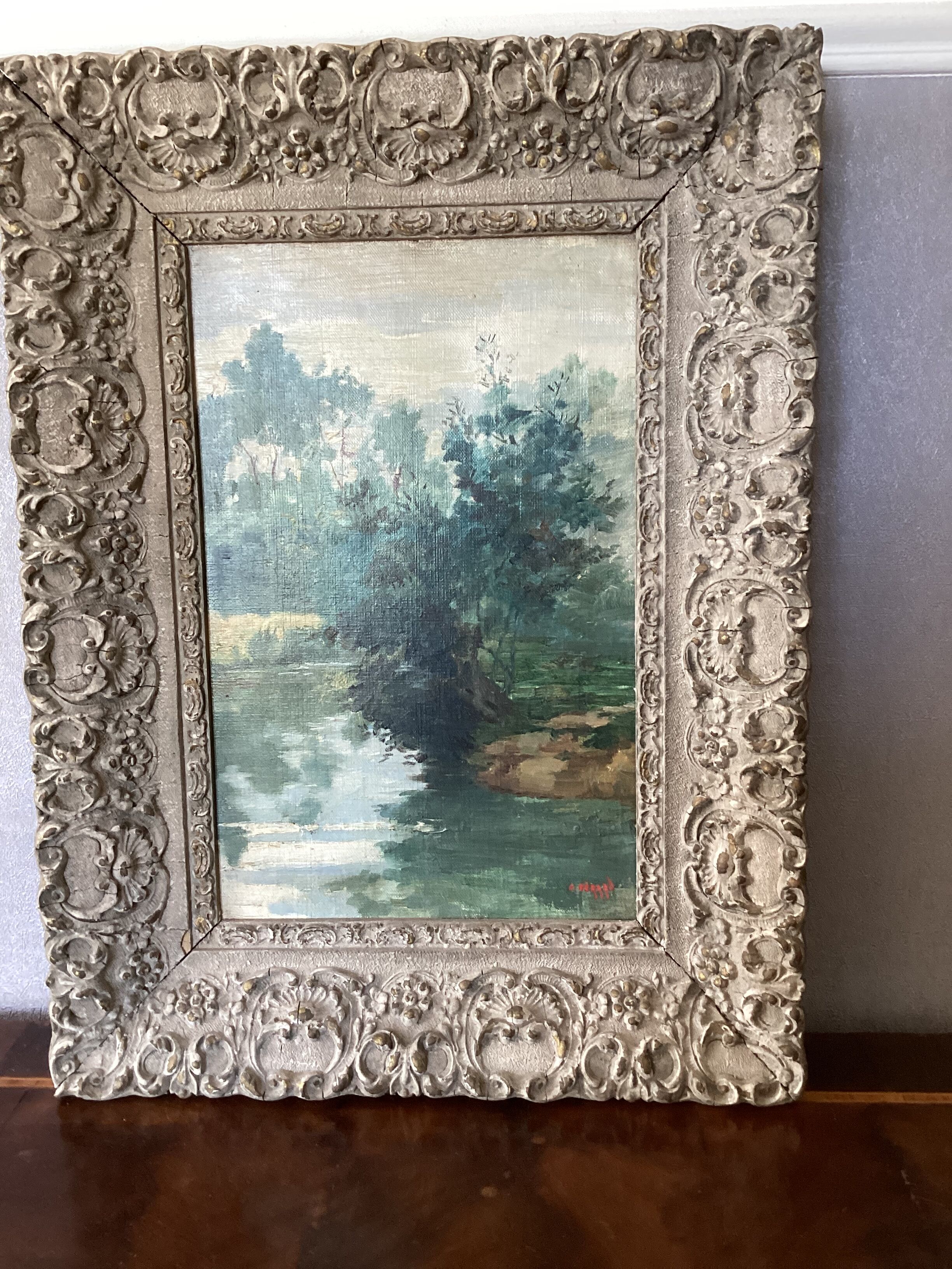 Ancien tableau signé -J.Gerard- Huile sur toile cadrée dimension : H-46 ...