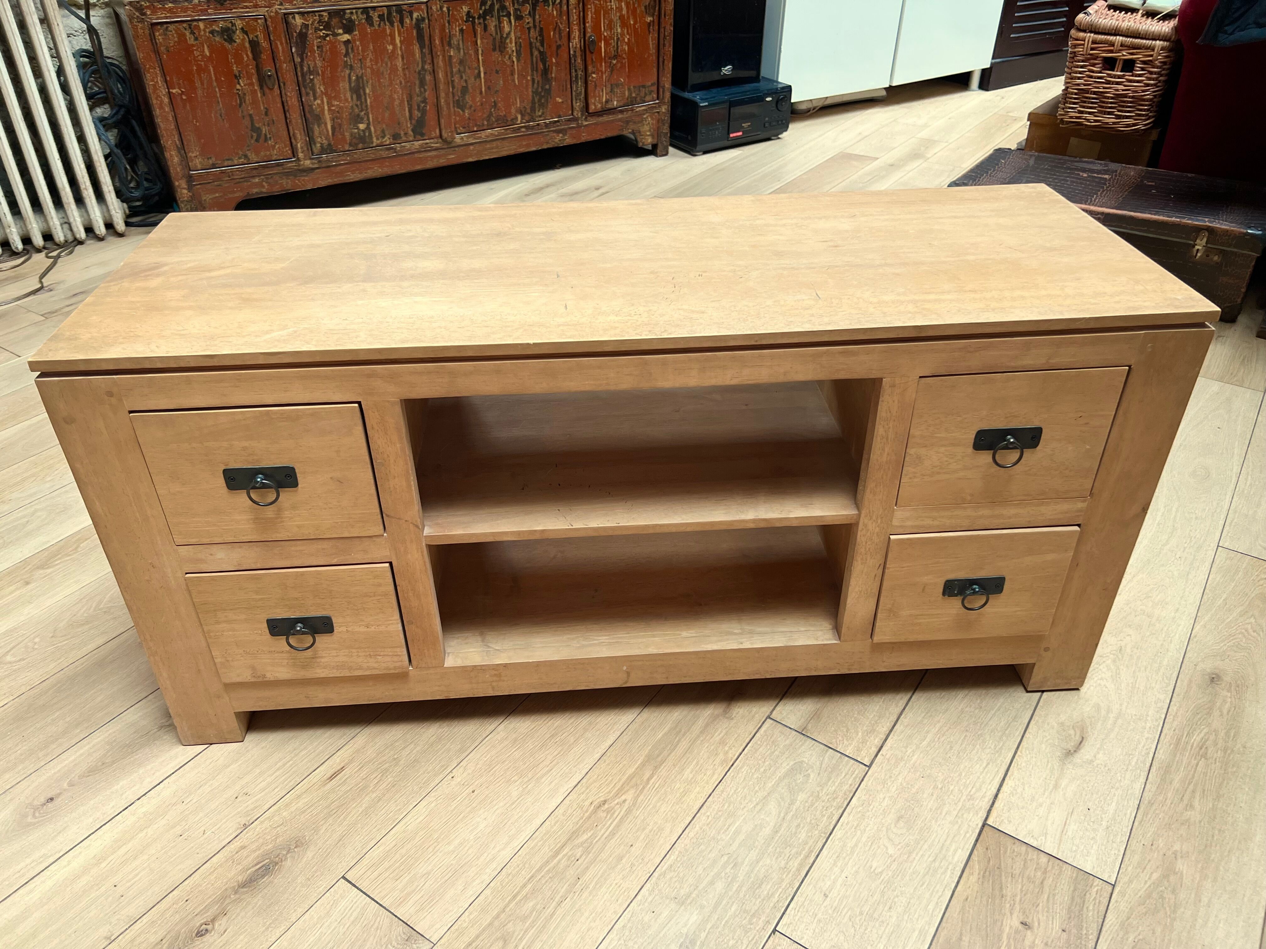 Meuble bas bois brut de qualité TV ou deco buffet Rangement | Selency