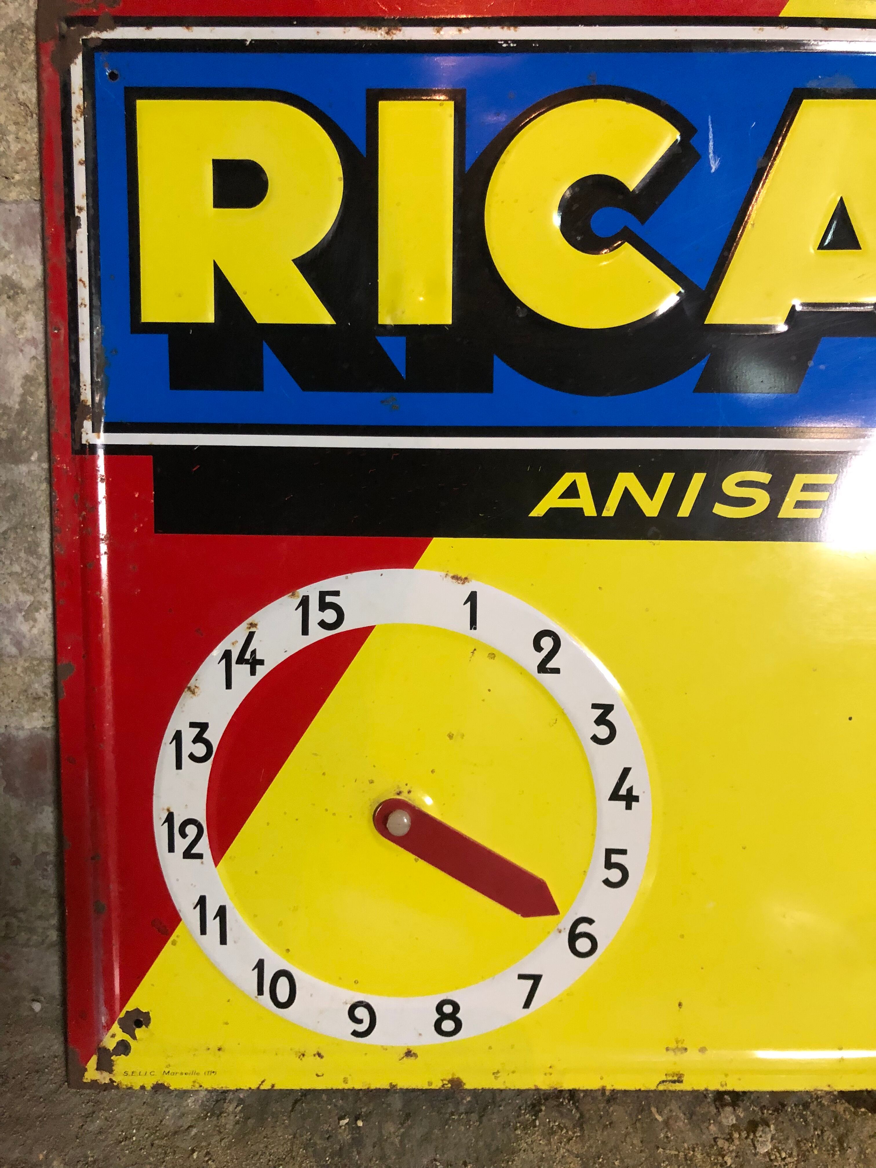Panneau ancien publicitaire en tôle "Ricard" pour jeu pétanque | Selency