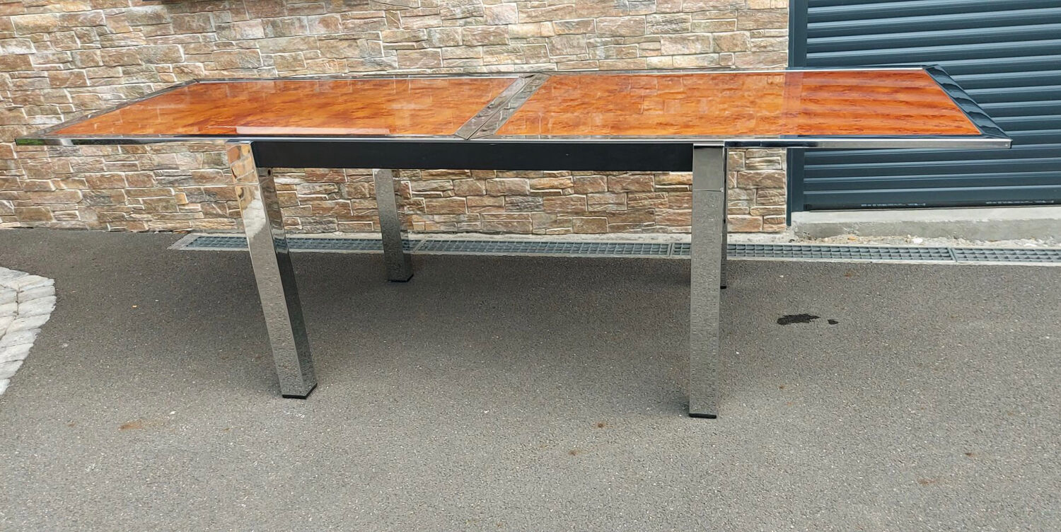 Table extensible Arch. La Metal Arredo. Paderno D. Milano, années 1970 | Selency