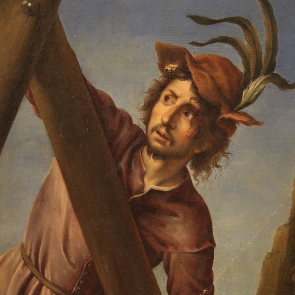 Great 19th century religious painting, the martyrdom of Saint Andrew ...