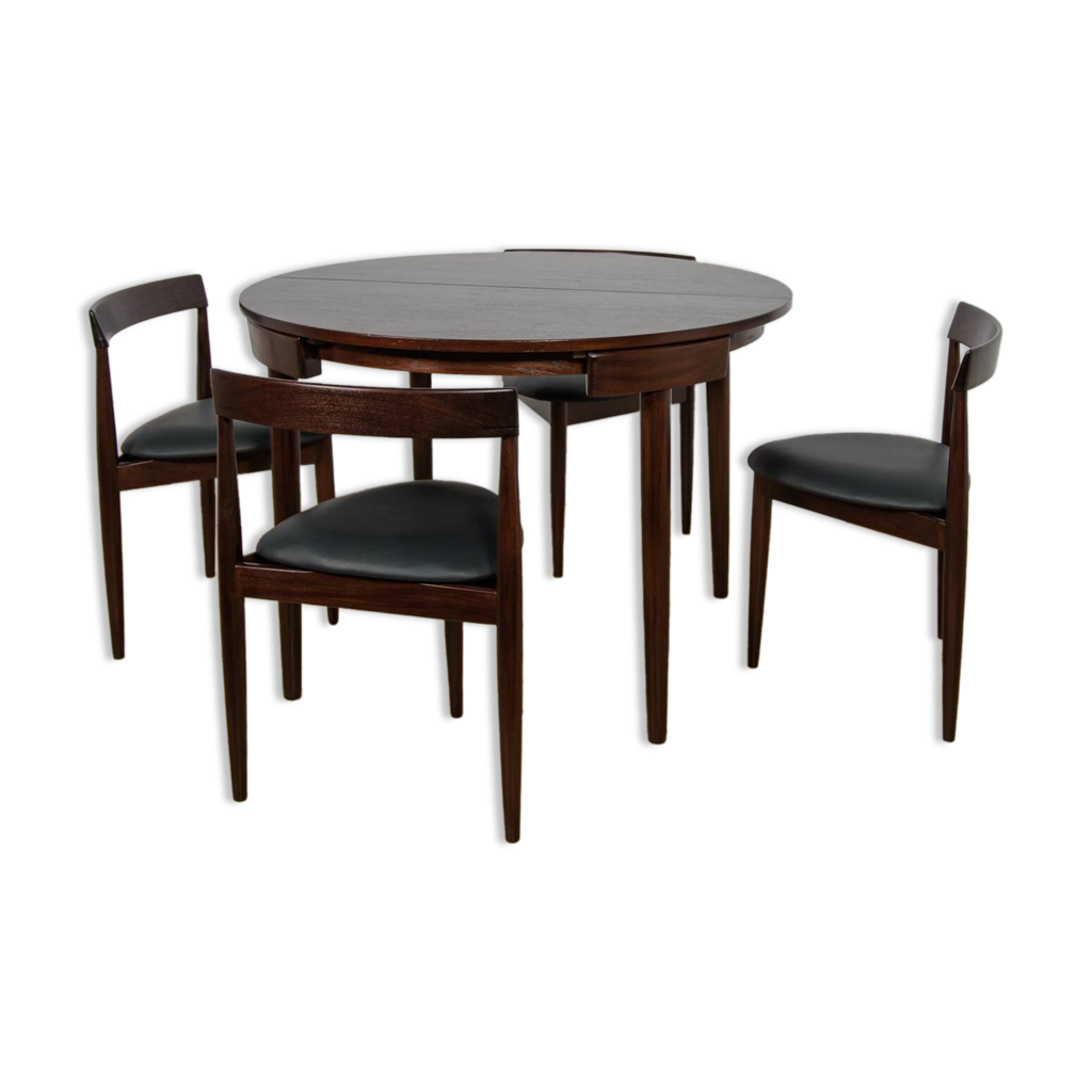 Table de Salle à Manger Mid-Century et Chaises en Teck par Hans Olsen ...