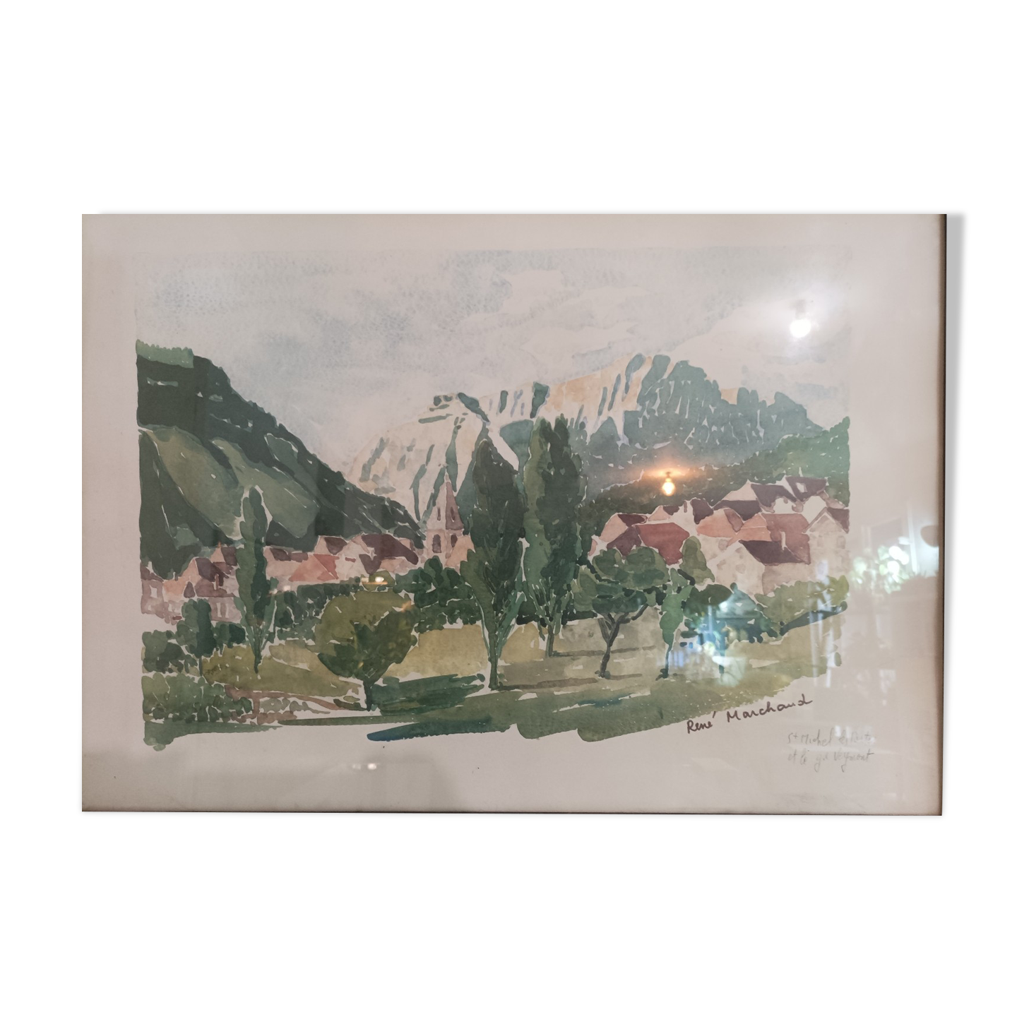 Aquarelle vue du Grand Veymont et St Michel les portes , signé René ...