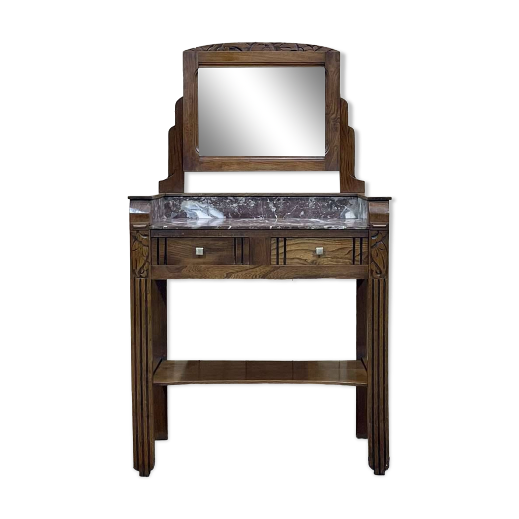 Art Deco dressing table in chestnut and marble top from the 1930s | Selency
