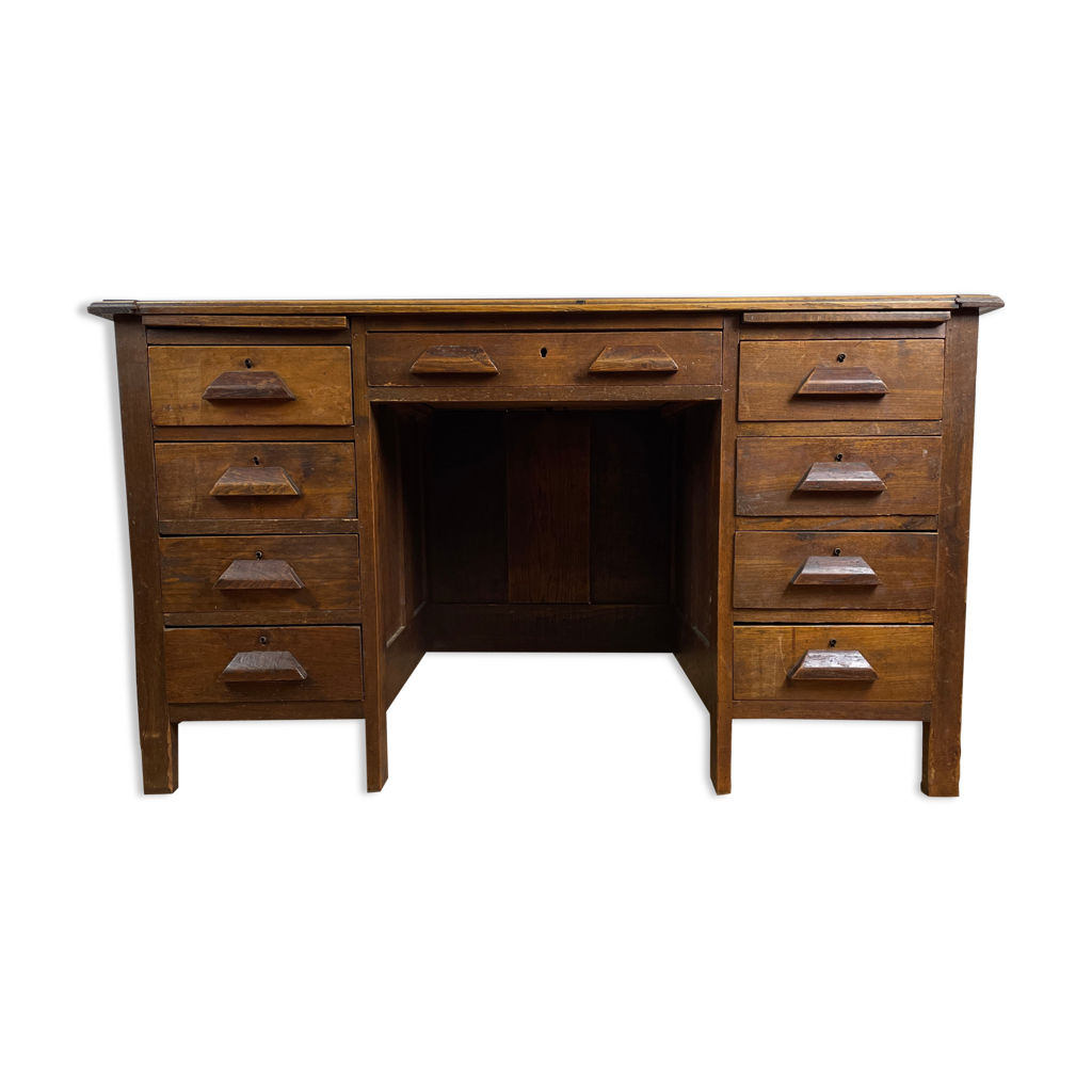 Bureau vintage style maître d’école ou administration en bois massif ...