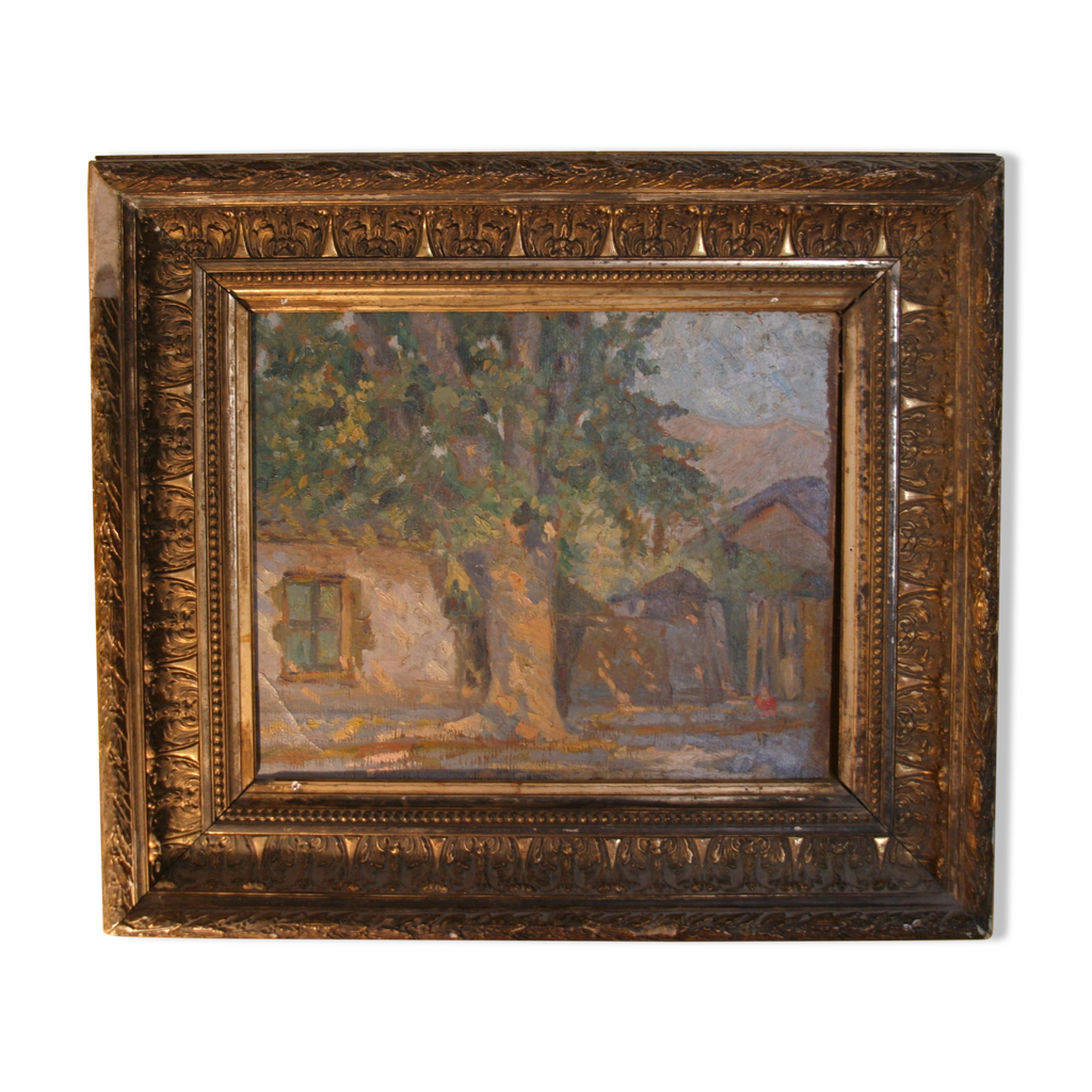 Tableau impressioniste "Cours de ferme" | Selency