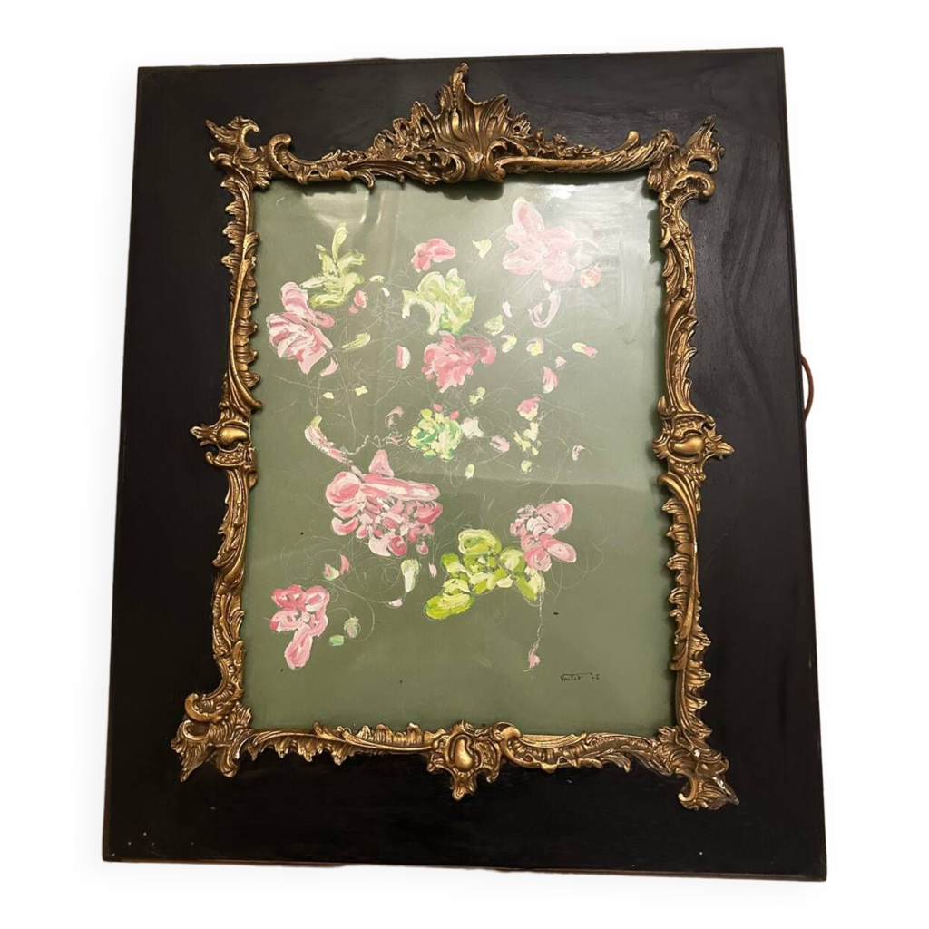 Pastel Fleurs - Artiste Henri Varlet 1975 - Cadre Bois Noirci ...