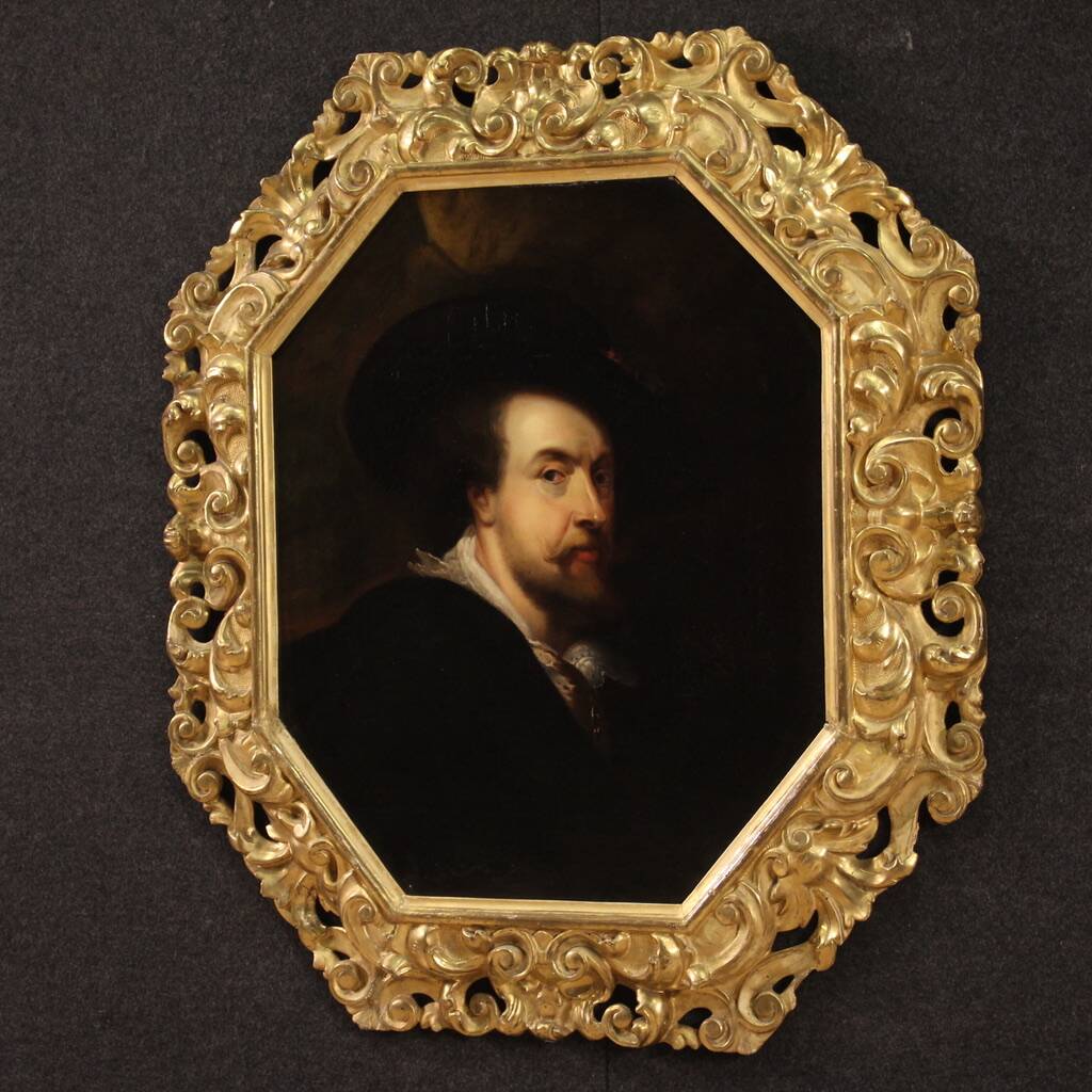 Portrait of Rubens with spectacular 19th century gilded frame | Selency