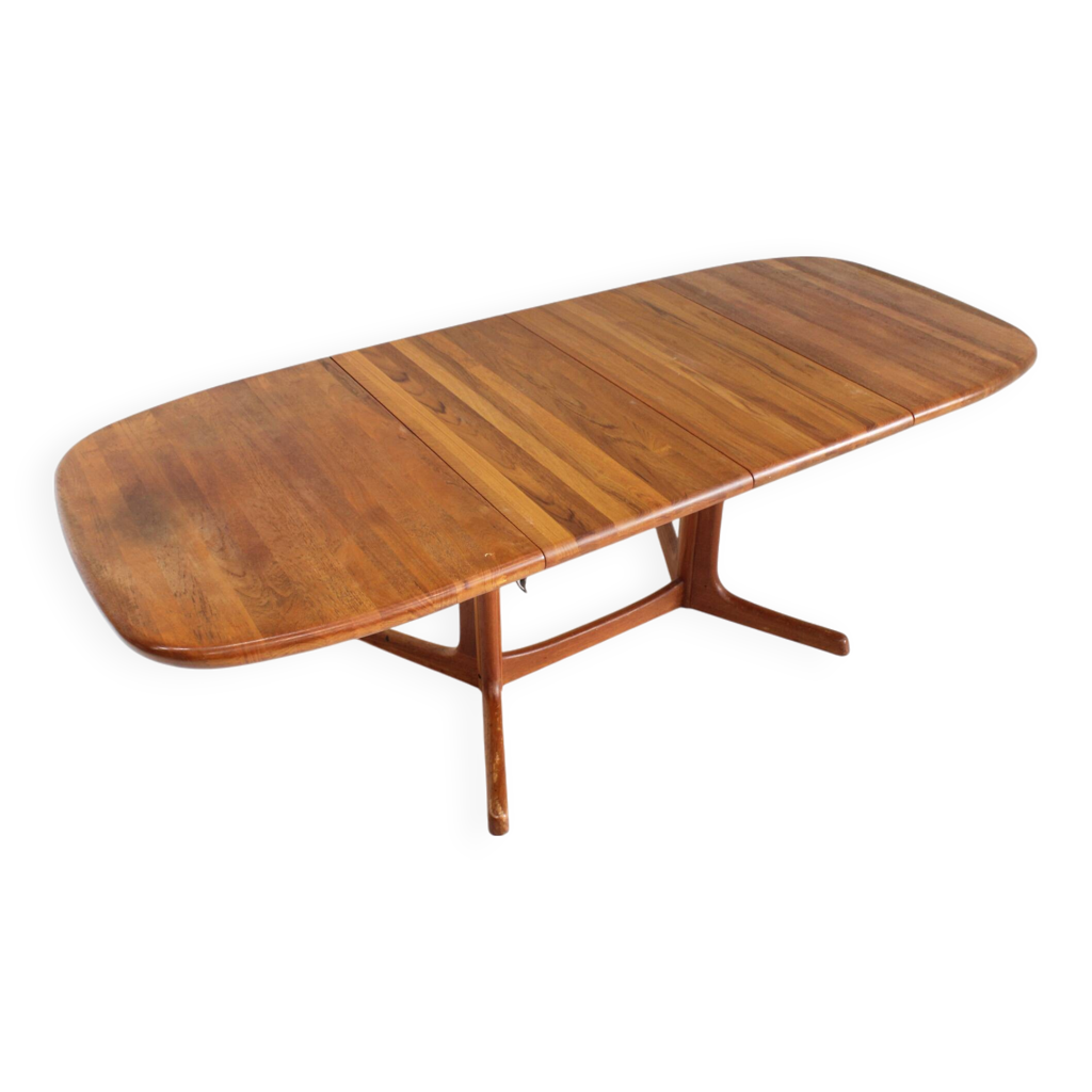 Table à manger ovale extensible danoise en teck massif, années 1960 | Selency